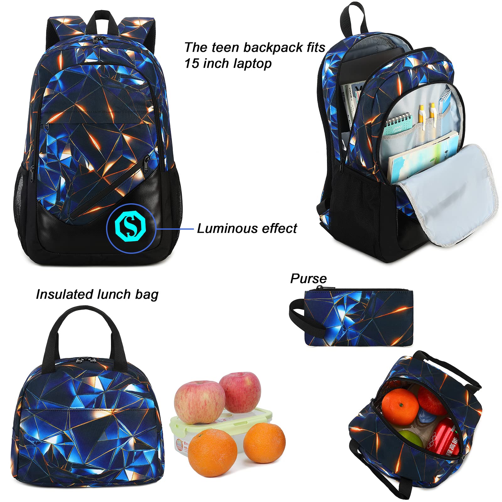School Backpacks for Boys Girls Bookbag Teens Backpack Set with Shoulder Bag and Pencil Case (Red 1)