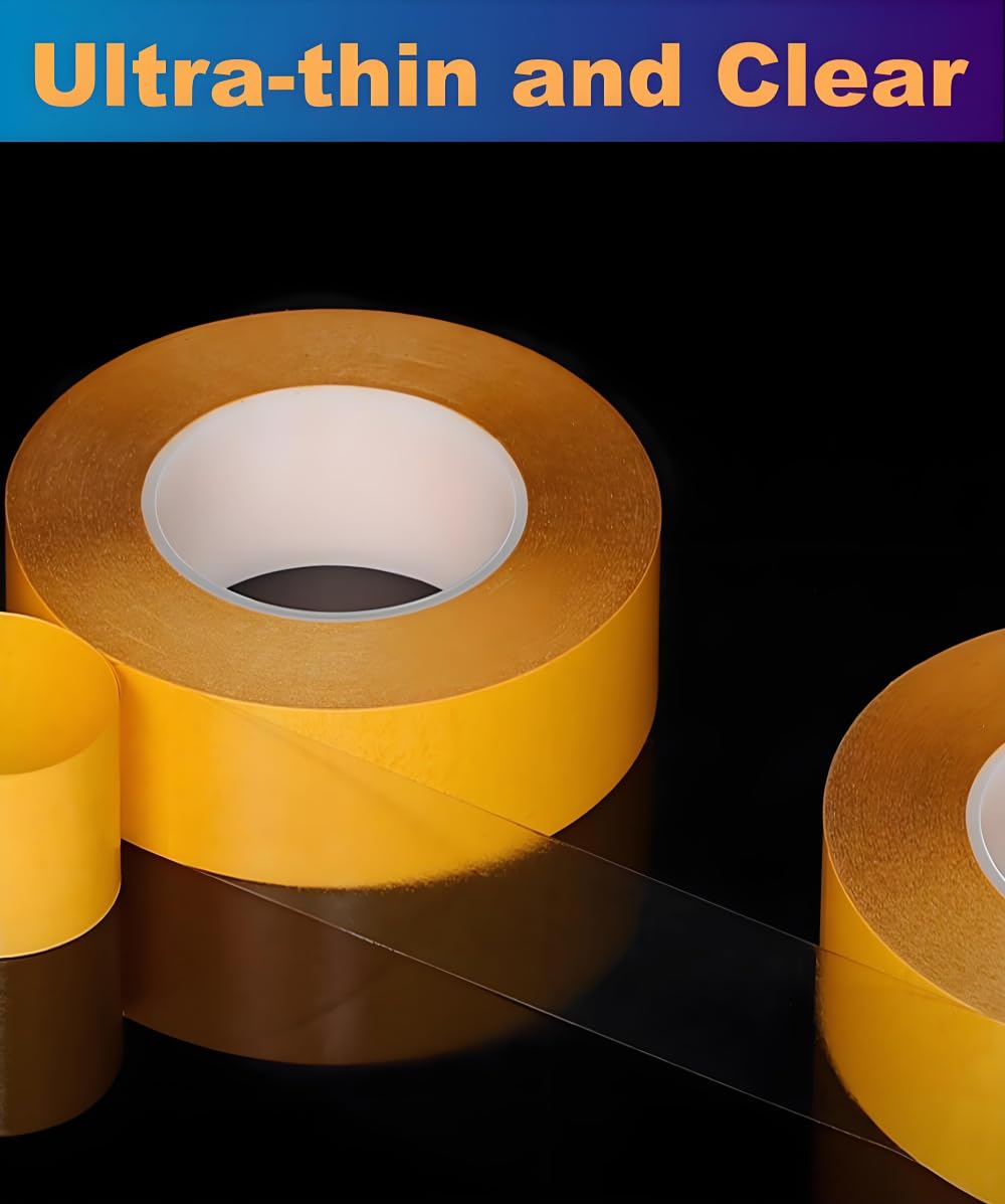 ANGKEEL Double Sided Tape with Acrylic Clear Adhesive 1Inch x 66 Feet Super Thin Strong Sticky Tape for Arts & Crafts, Photo, Paste Scrapbook, Woodworking, Fixed Carpet, Wall Decor, Anti Cat Scratch