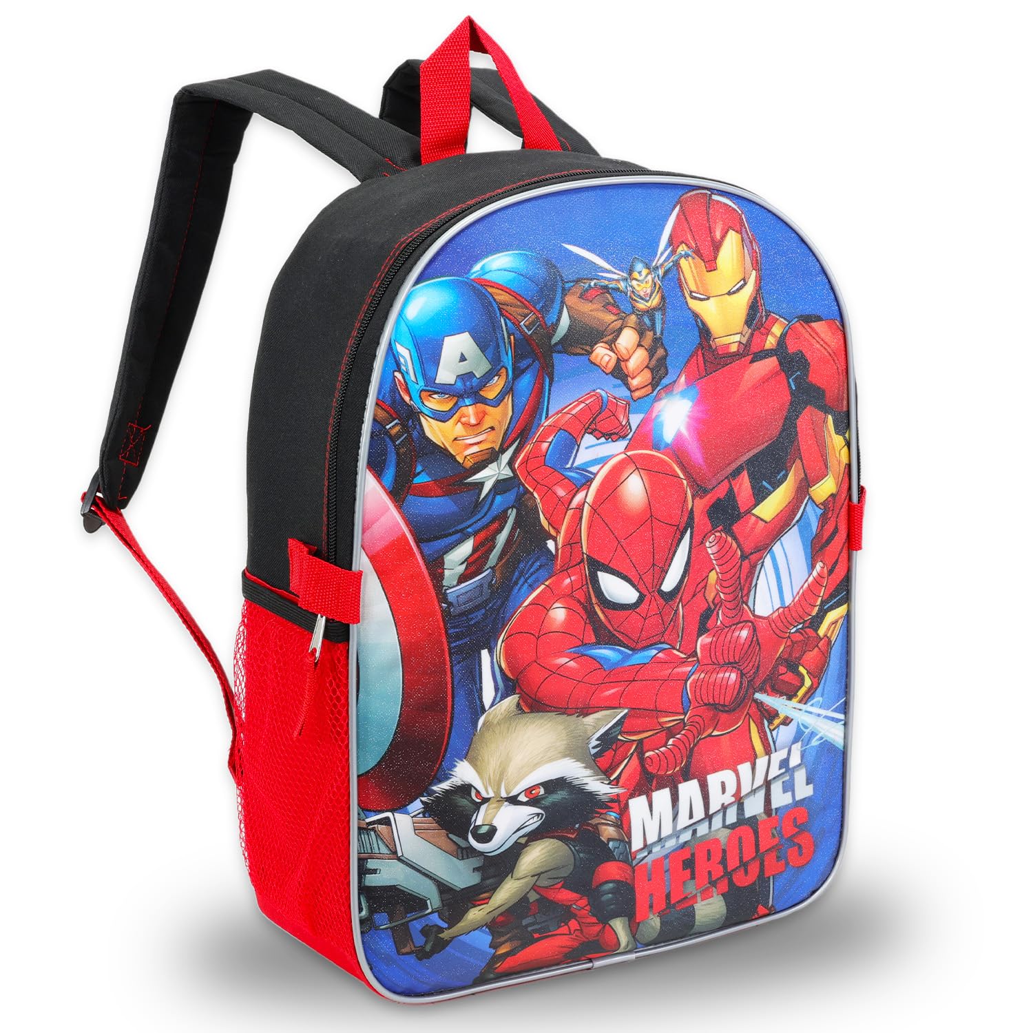 Marvel Shop Marvel Avengers Backpack for Boys, Girls, Kids - 7 Pc Bundle With 16 Marvel Superhero School Bag, Avengers Lunch Bag, Water Pouch, Stickers, And More (Avengers School Supplies), Large