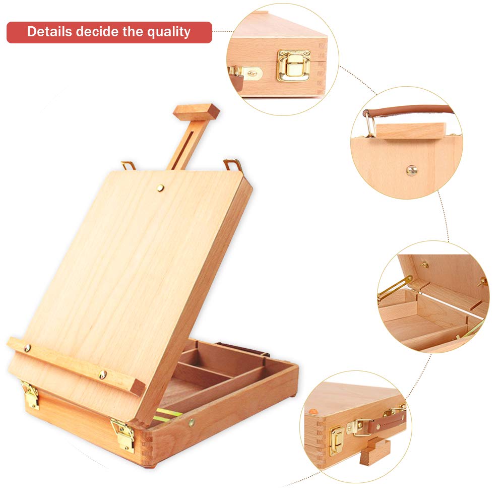 Tabletop Easel Art Easel Desktop Easel for Painting, Premium Wooden Sketchbox Easel, Desktop Painting Easel for Student Artist Beginner