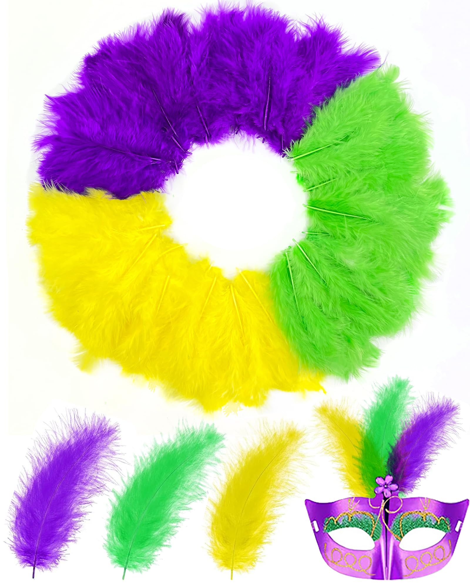 300 Pcs Colorful Feathers Feathers Bulk for DIY Craft Mardi Gras Party Decorations Carnival Costume