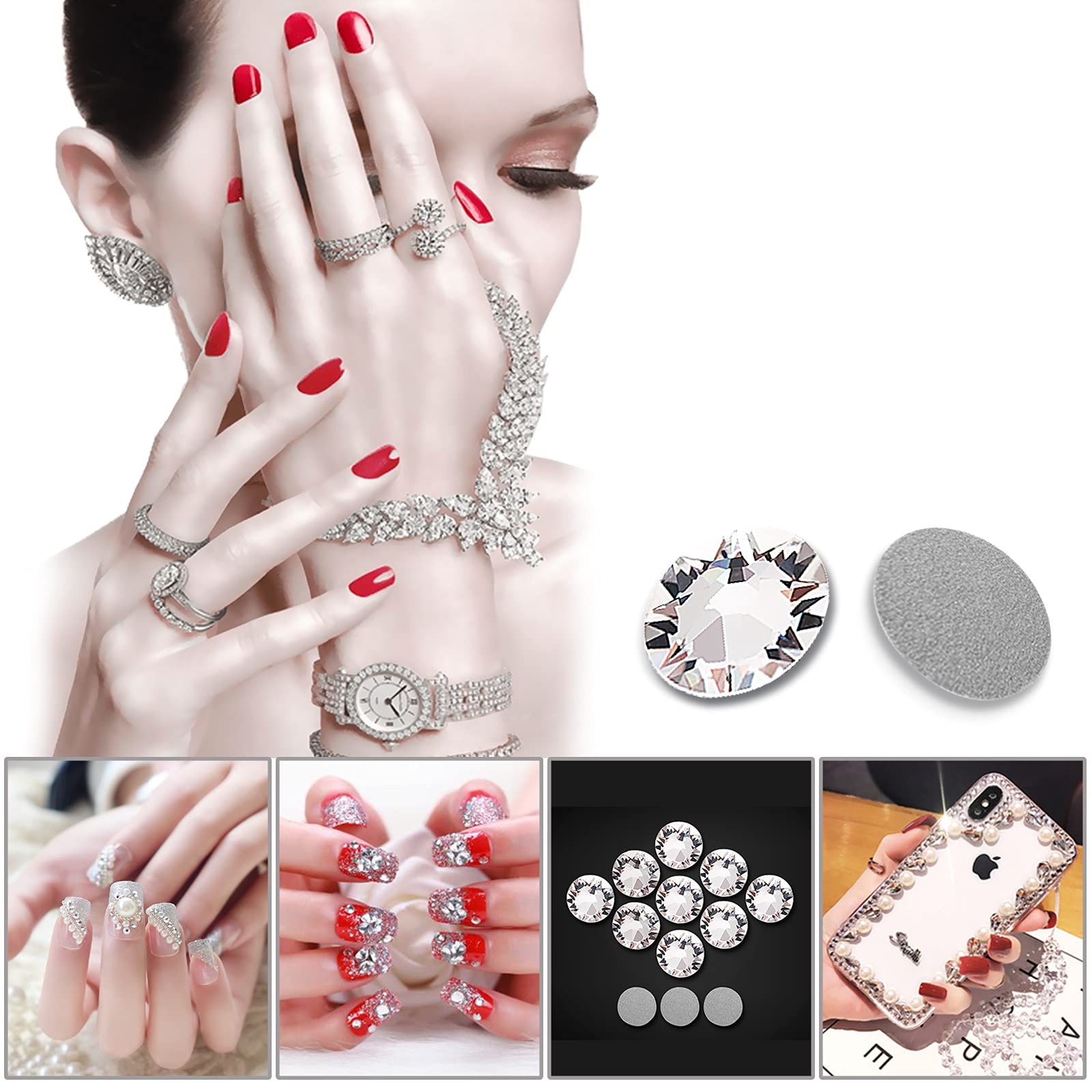 1440PCS Crystal Rhinestones SS20 4.8mm Flatback Glass Rhinestones Gemstones Diamantes for Clothes Shoes Nails Art Crafts Decoration