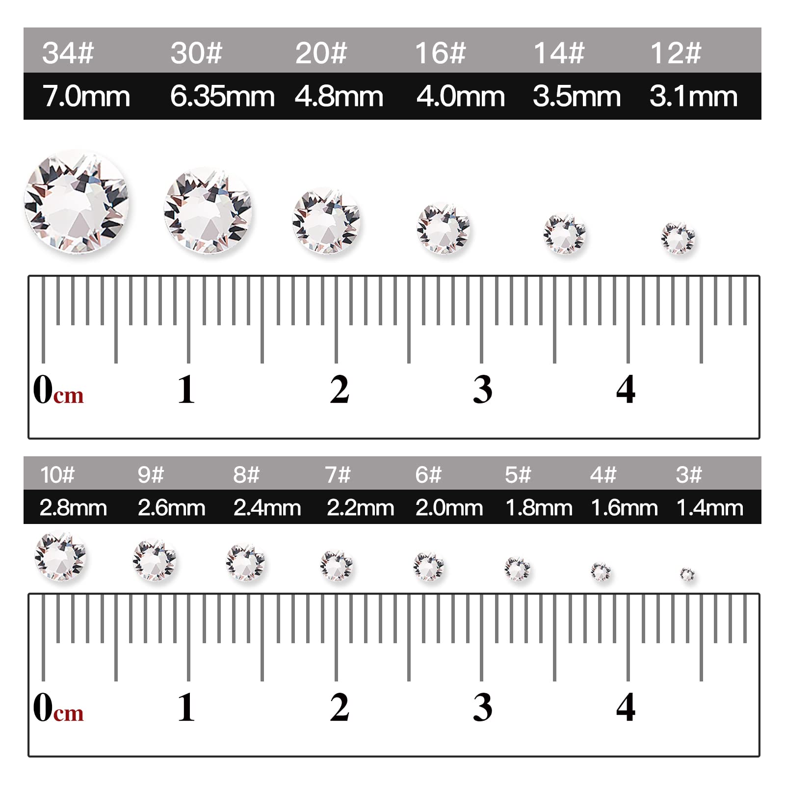 1440PCS Crystal Rhinestones SS20 4.8mm Flatback Glass Rhinestones Gemstones Diamantes for Clothes Shoes Nails Art Crafts Decoration