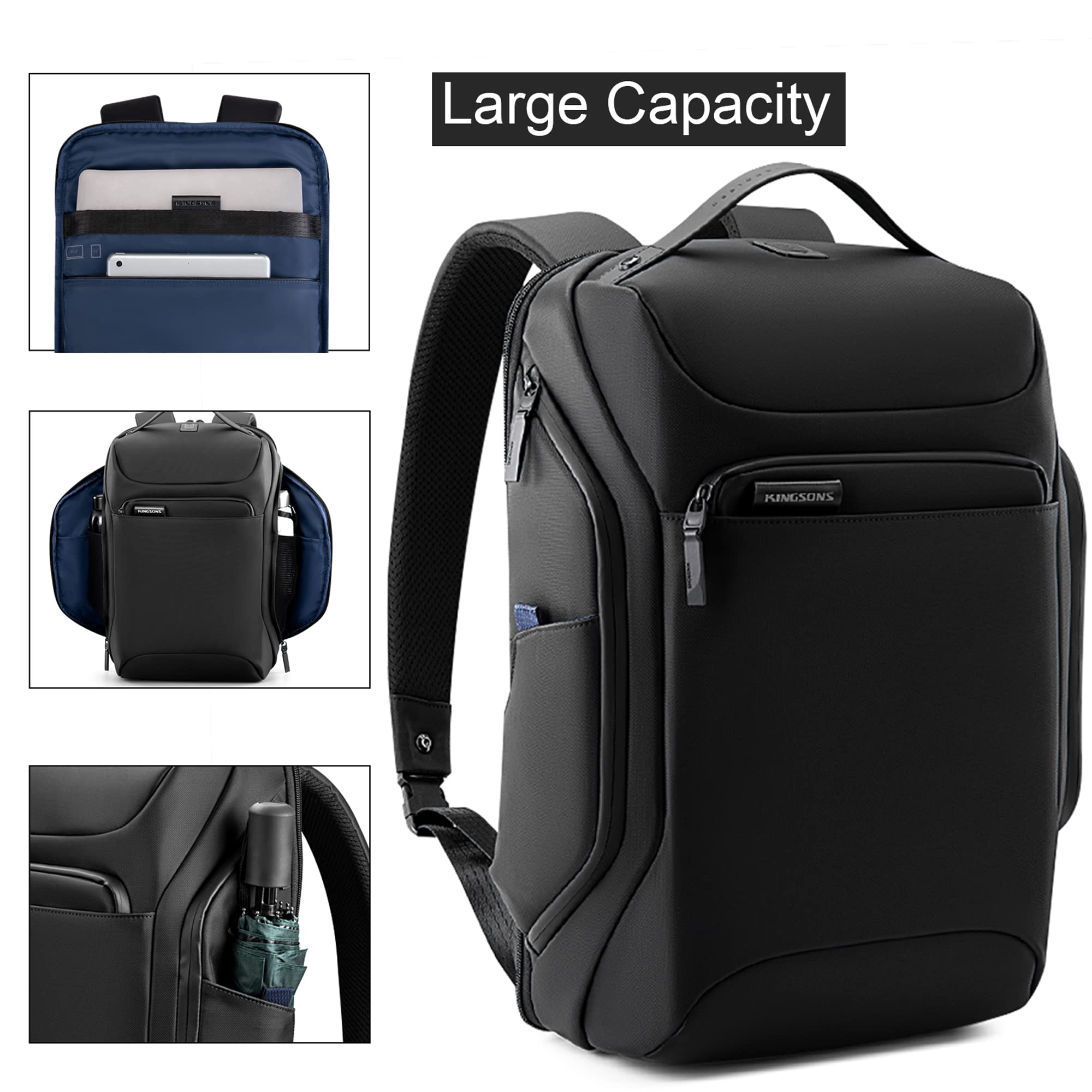 Kingsons Laptop Bag Travel Backpack - Waterproof Laptop Backpack with USB Charging Port, Anti Theft Backpack for Women, Casual Daypack for Business