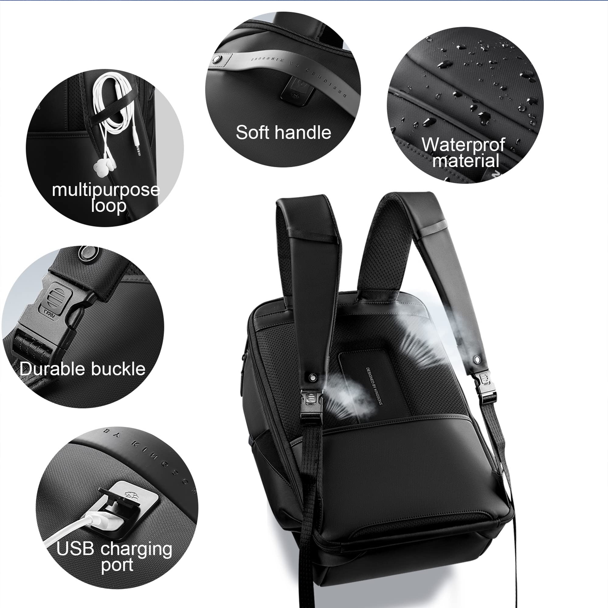 Kingsons Laptop Bag Travel Backpack - Waterproof Laptop Backpack with USB Charging Port, Anti Theft Backpack for Women, Casual Daypack for Business