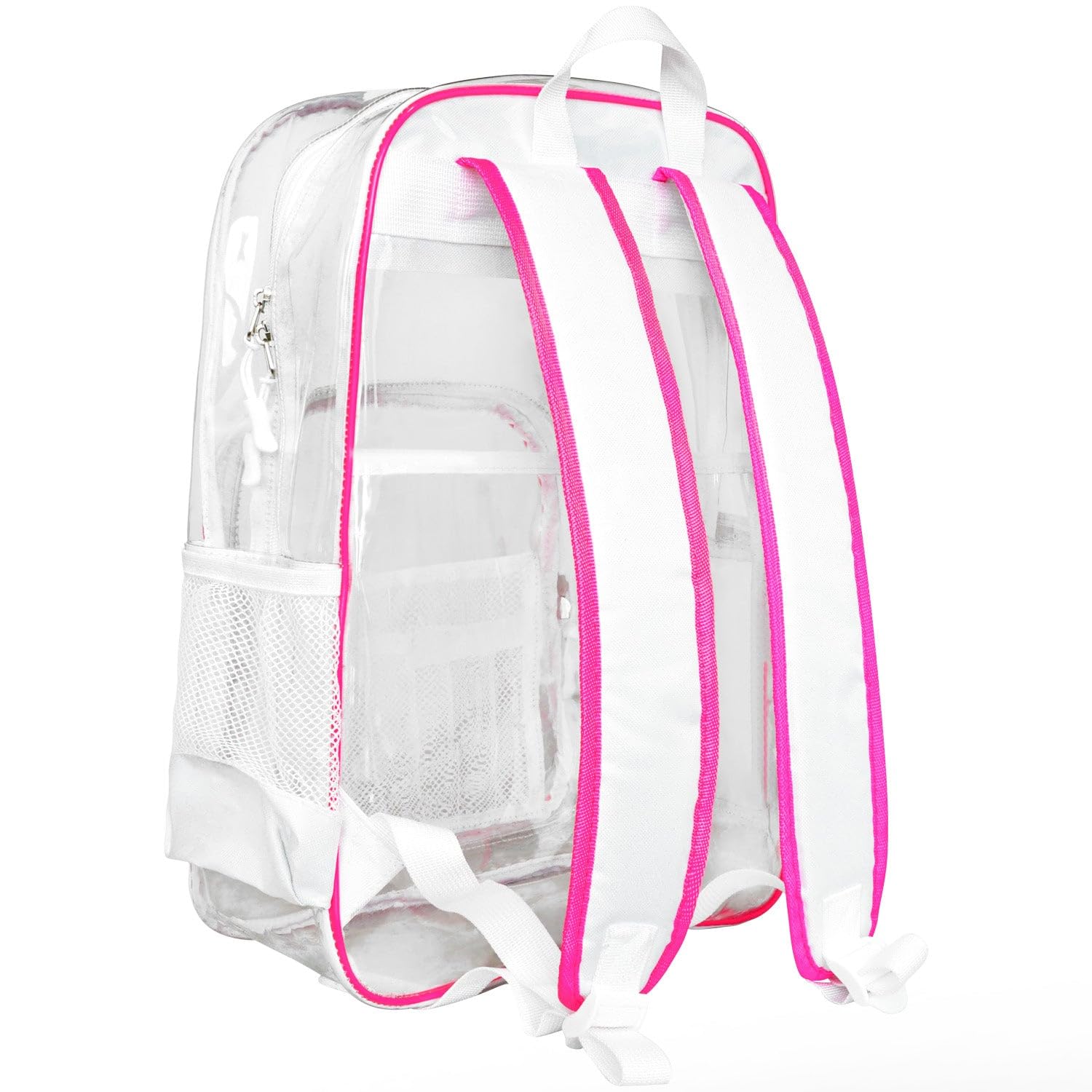 Meister All-Access Clear Backpack - Meets School & Event Security Bag Requirements - Pink / White