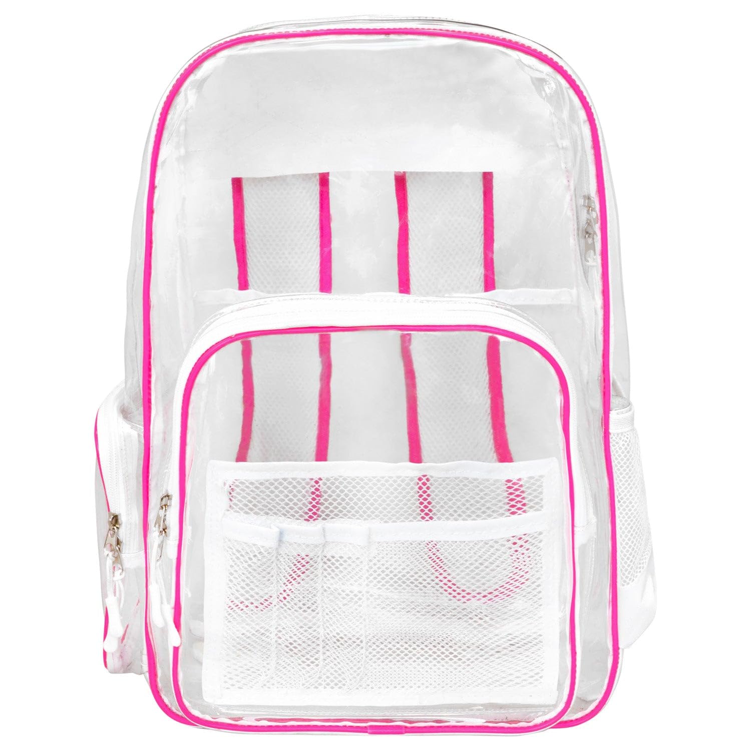 Meister All-Access Clear Backpack - Meets School & Event Security Bag Requirements - Pink / White