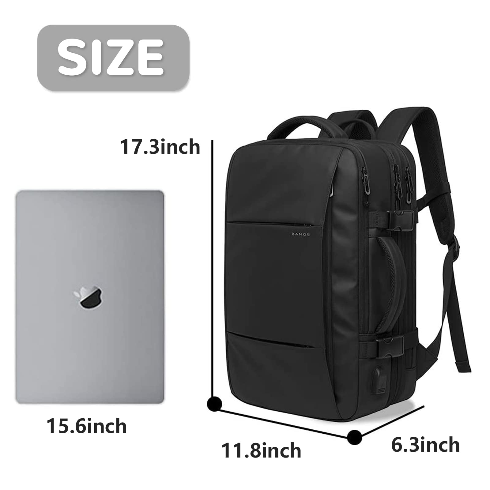 Petfu Travel Backpack 40L Carry on Backpack Flight Approved, Expandable Luggage Bags 17 Inch Laptop Backpack Anti-Theft Computer Backpack Weekender Bag Overnight Large Daypack