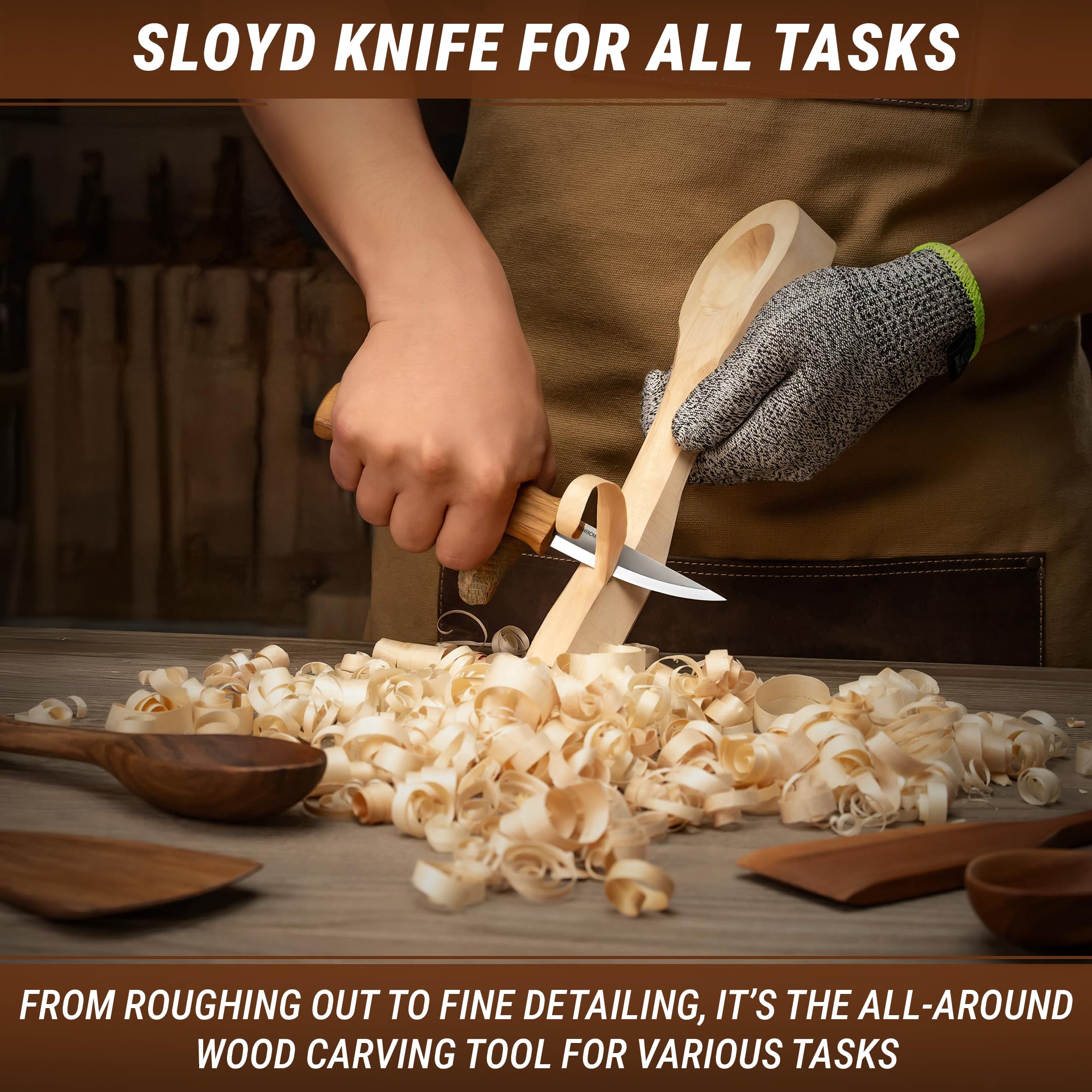BeaverCraft S14 Wood Carving Tools Kit Wood Carving Set Wood Carving Hook Knife Set Spoon Carving Tools Spoon Knife Set Bowl Kuksa Scoop Cup Carving Tools Wood Gouges Spoon Carving Kit