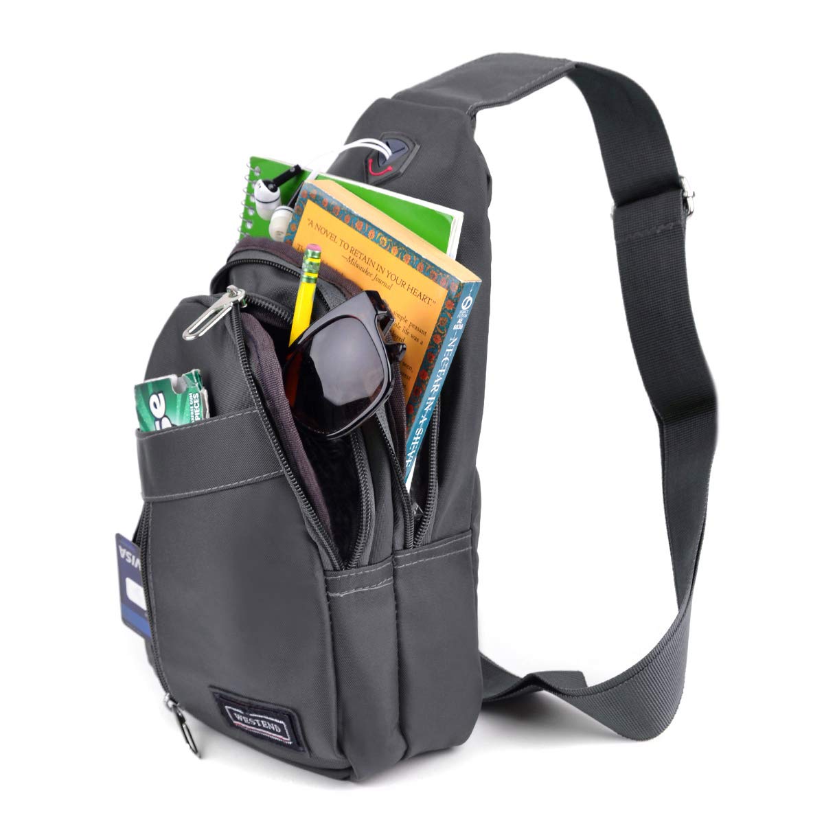 WESTEND Crossbody Nylon Sling Bag Backpack with Adjustable Strap