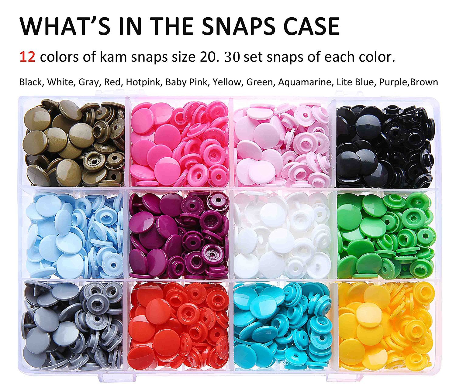 Original KAM Snaps Starter Fasteners Kit -360pcs KAMsnaps Size 20 + Snap Pliers for Crafts Clothing