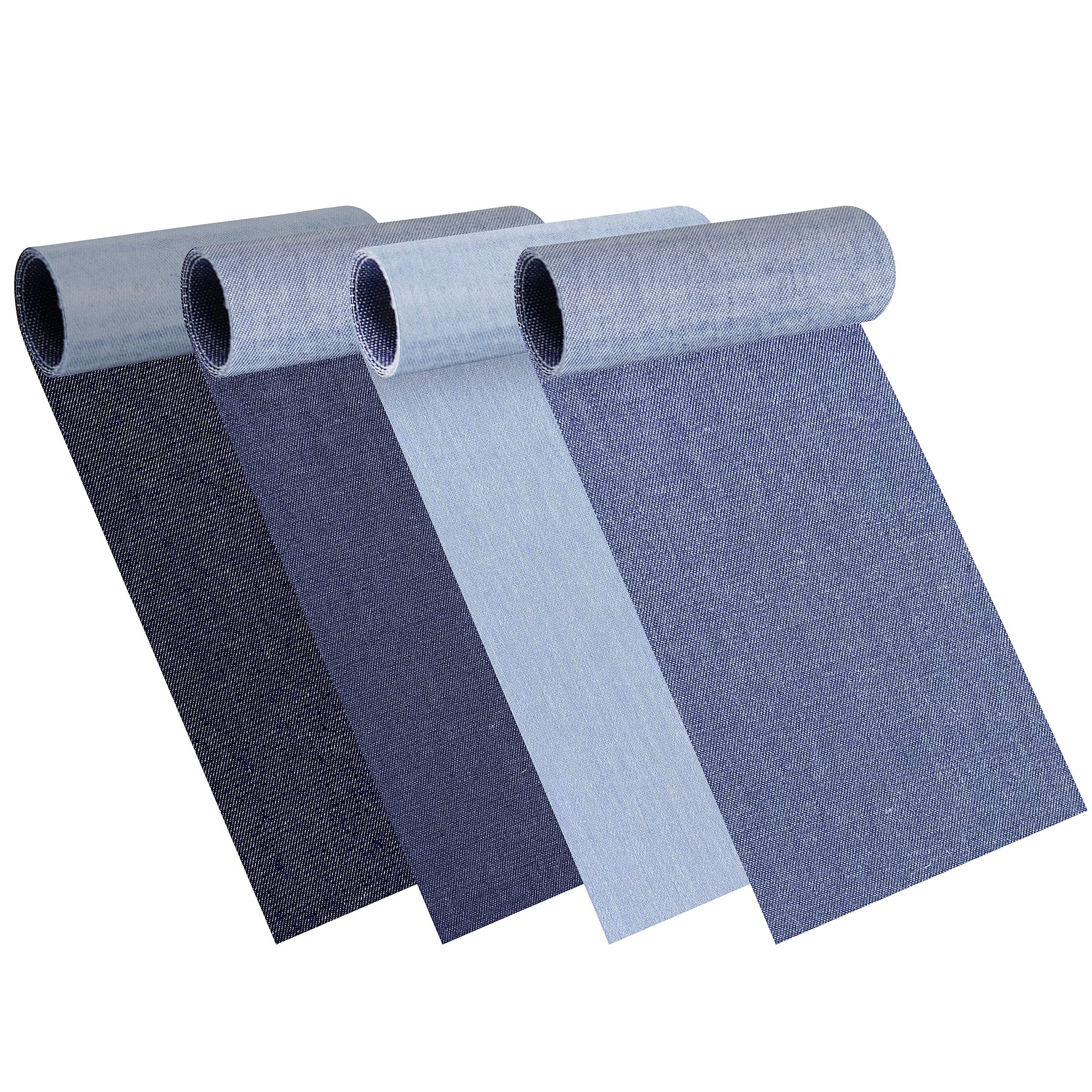 Blue Jeans Denim Patches 4 Rolls, Inside and Outside Iron On Patches, Jean Patches,Blue Denim Iron On Patches, for Jeans Clothing Hole Repairing and Decoration
