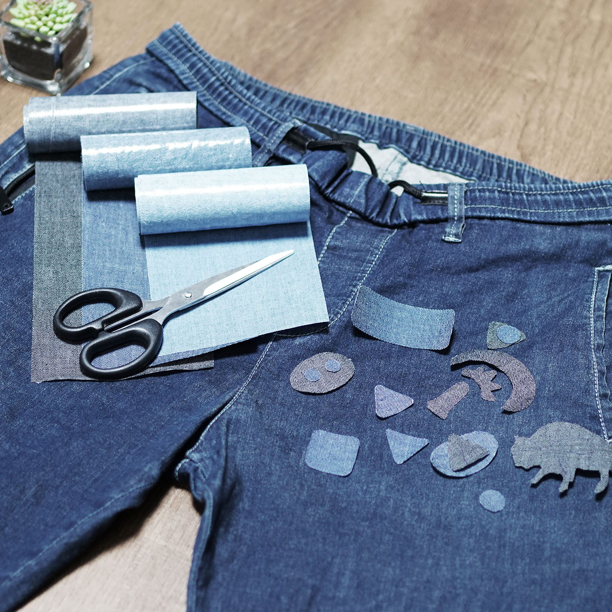 Blue Jeans Denim Patches 4 Rolls, Inside and Outside Iron On Patches, Jean Patches,Blue Denim Iron On Patches, for Jeans Clothing Hole Repairing and Decoration