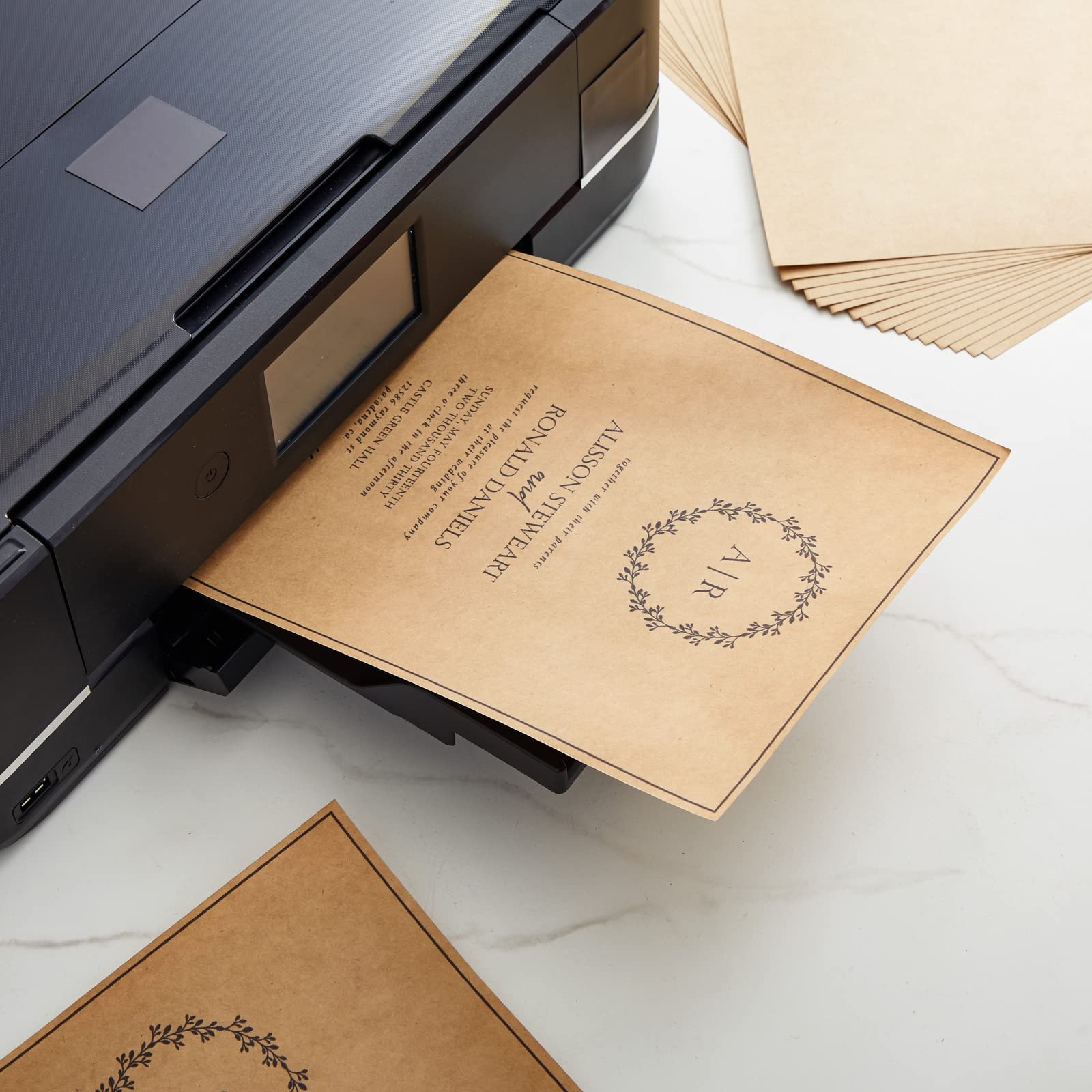 48 Sheets Brown Kraft Paper Material for Crafts, Party Invitations, Wedding, Letter Size (120 gsm, 8.5 x 11 In)