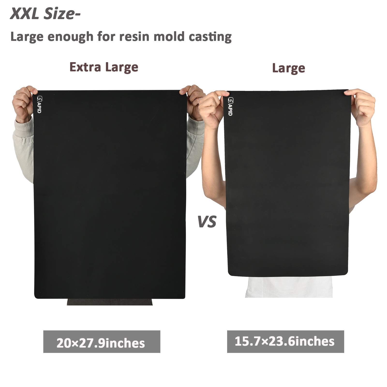 Sapid Extra Large Silicone Sheet for Crafts , Thick Silicone Jewelry Casting Mats, Nonstick Nonslip Silicon Mat for Epoxy Resin, Art Painting, Heat- Resistance Counter Mat (20"×27.9", Black)