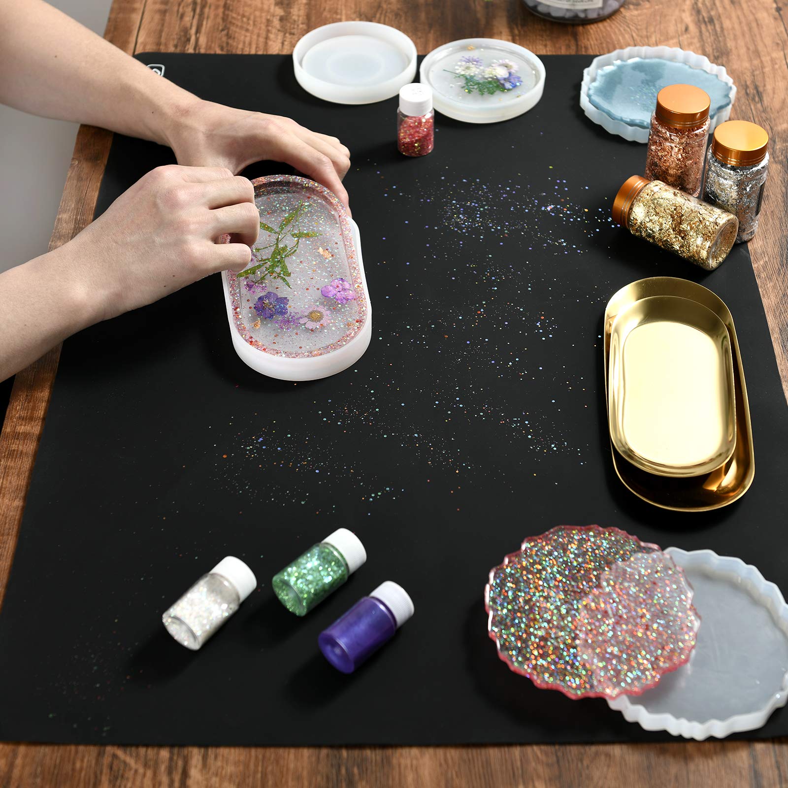 Sapid Extra Large Silicone Sheet for Crafts , Thick Silicone Jewelry Casting Mats, Nonstick Nonslip Silicon Mat for Epoxy Resin, Art Painting, Heat- Resistance Counter Mat (20"×27.9", Black)
