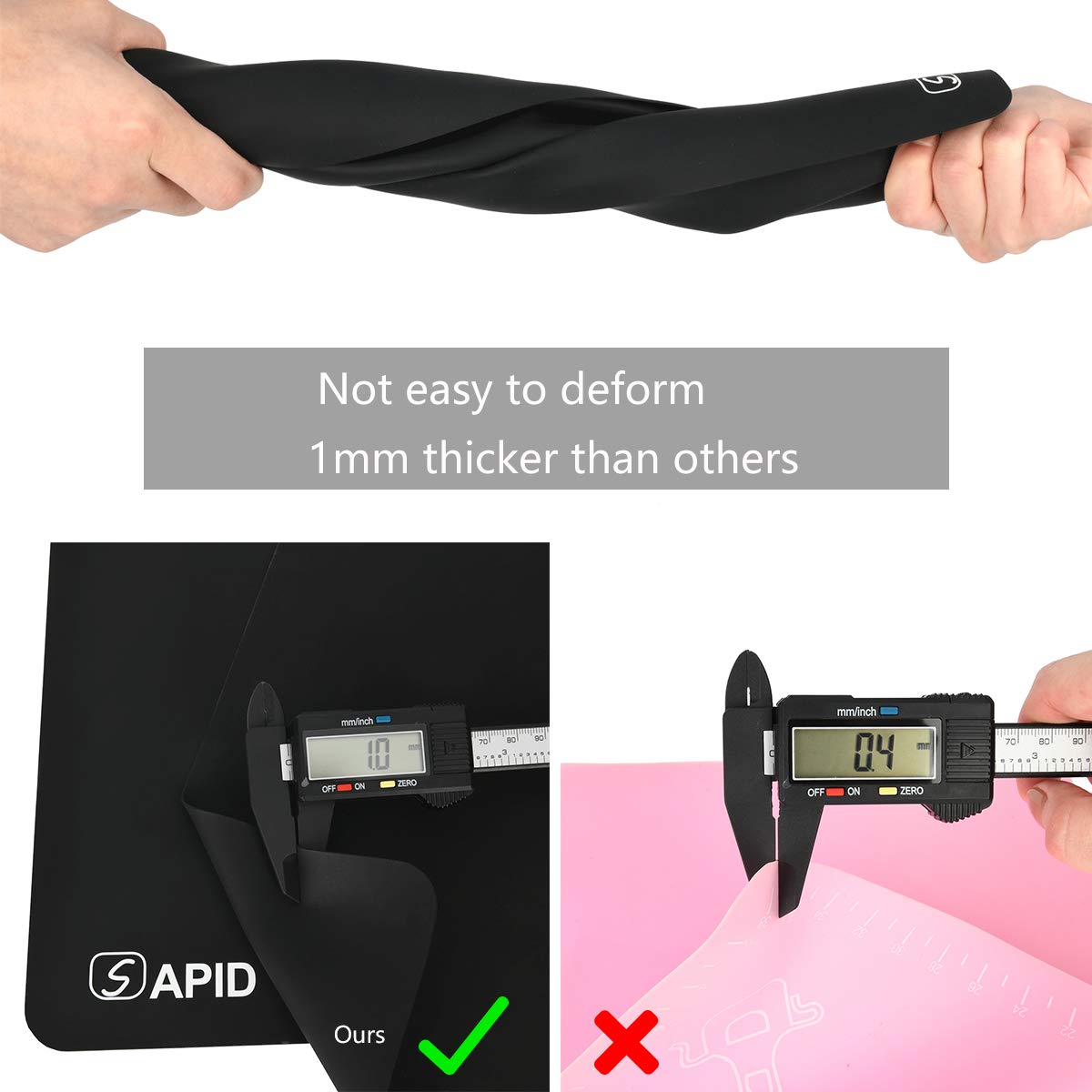Sapid Extra Large Silicone Sheet for Crafts , Thick Silicone Jewelry Casting Mats, Nonstick Nonslip Silicon Mat for Epoxy Resin, Art Painting, Heat- Resistance Counter Mat (20"×27.9", Black)