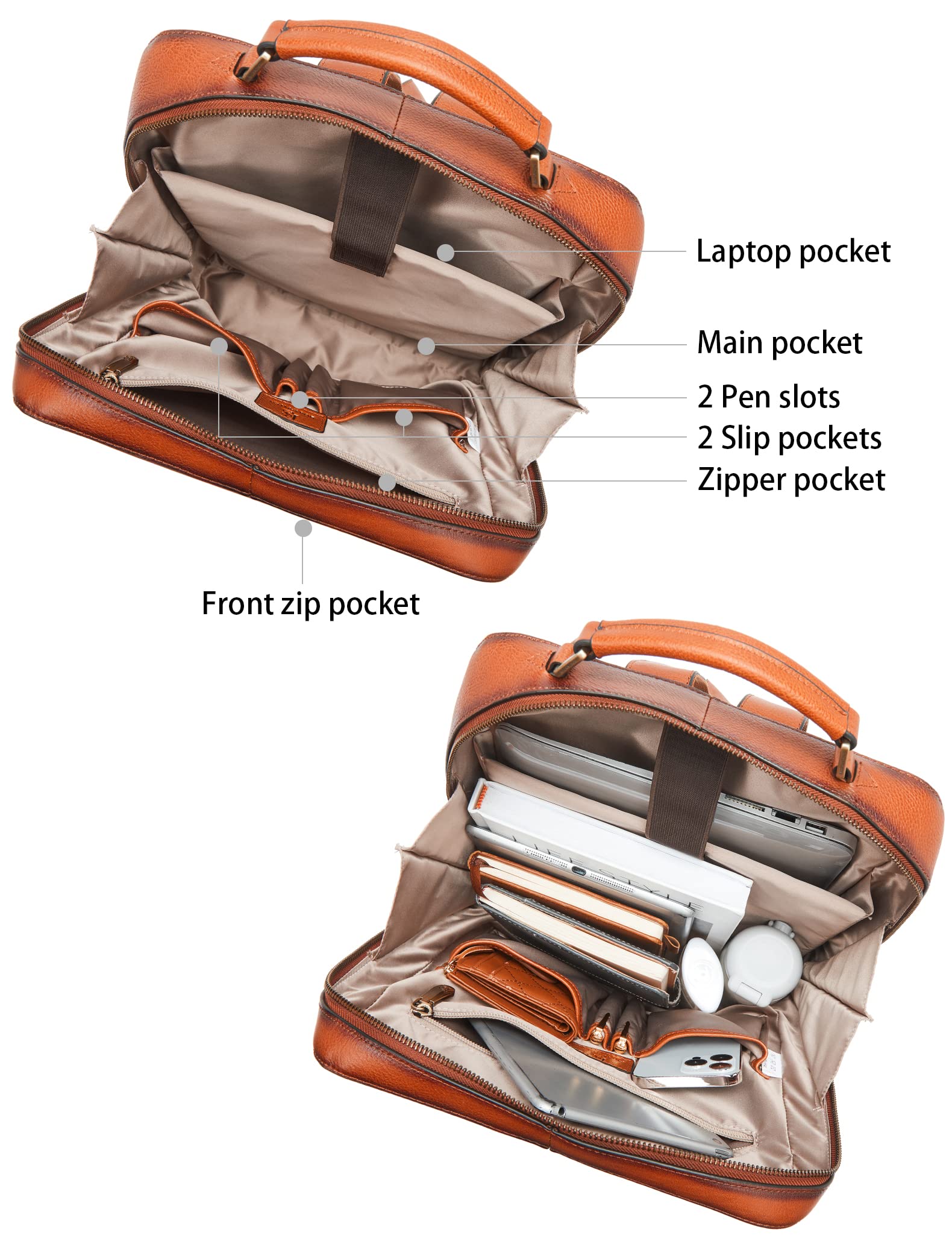 BOSTANTEN Genuine Leather Laptop Backpack 15.6 inch Computer Bag Vintage Business Work Backpack Travel Daypack for Men Women