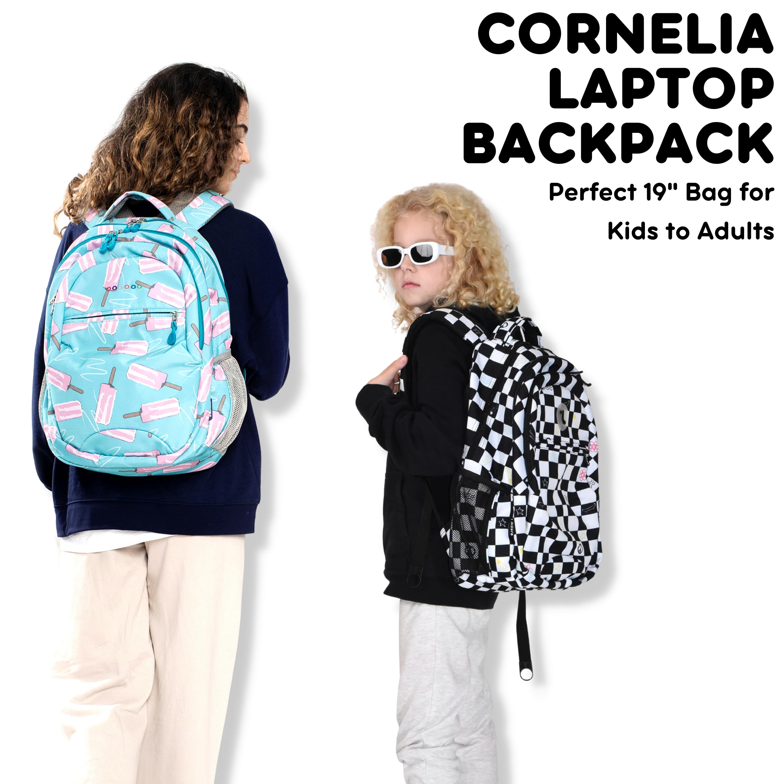 J World New York Cornelia Laptop Backpack School Bookbag, Navy Rose, 18 X 12.5 X 8 (H X W X D)