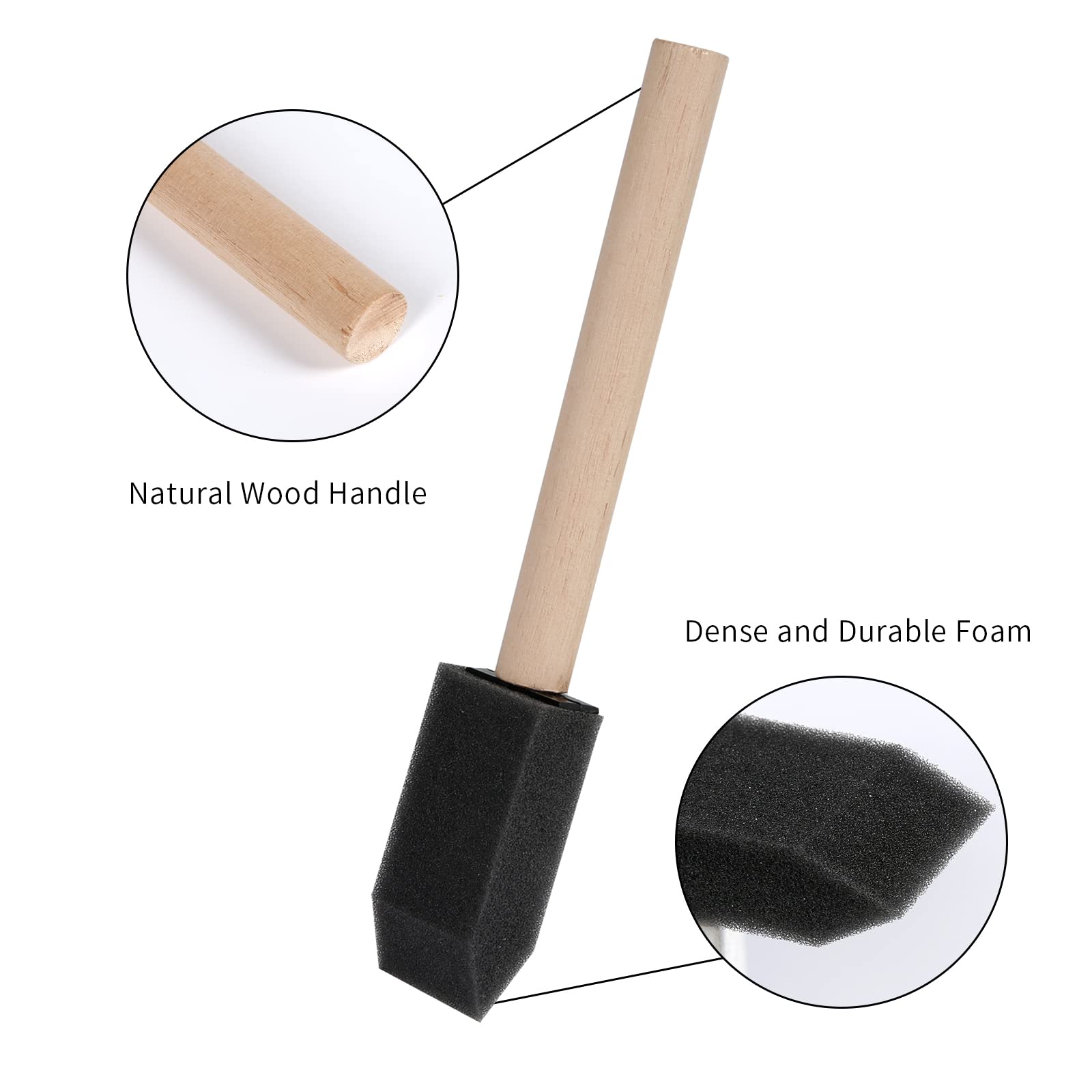 Mister Rui-Poly Foam Paint Brushes, 12 Pack, 1 Inch Sponge Brushes for Painting, Paint Sponges Set, Light and Durable, Ideal for Painting and Cleaning