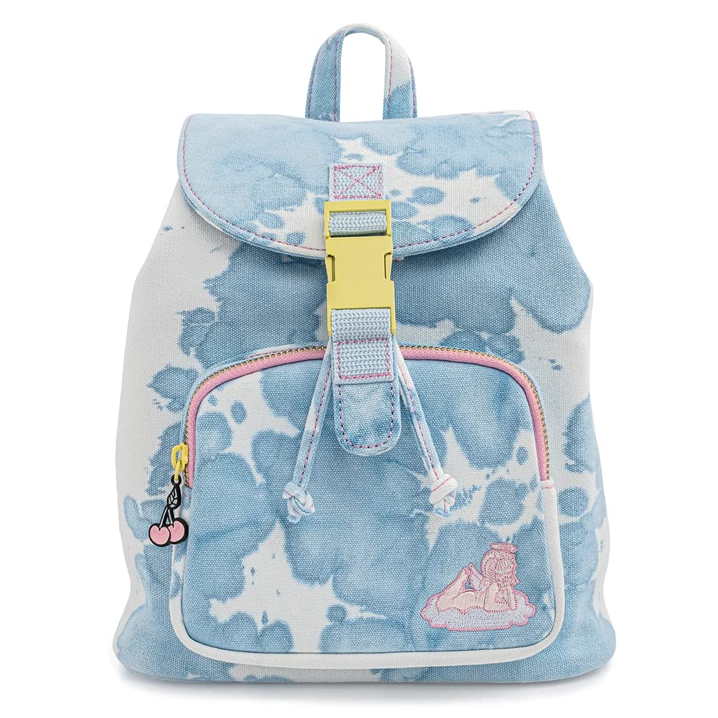 Loungefl Valfre Lucy Blue Acid Wash Denim Backpack