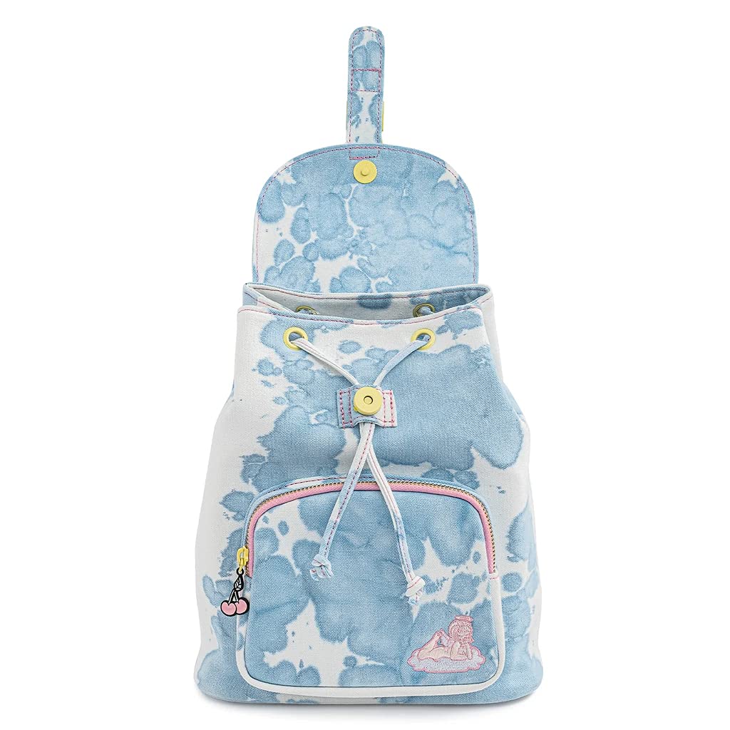 Loungefl Valfre Lucy Blue Acid Wash Denim Backpack