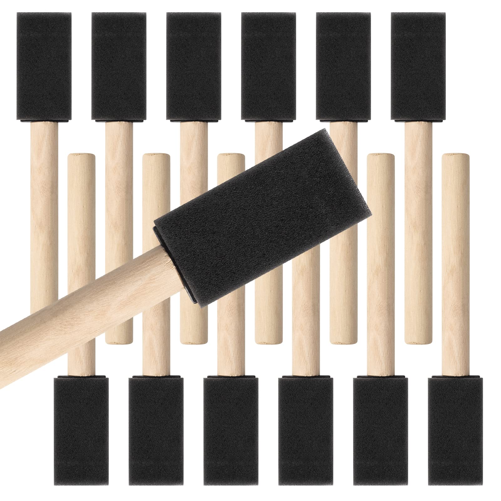 Mister Rui-Poly Foam Paint Brushes, 12 Pack, 1 Inch Sponge Brushes for Painting, Paint Sponges Set, Light and Durable, Ideal for Painting and Cleaning