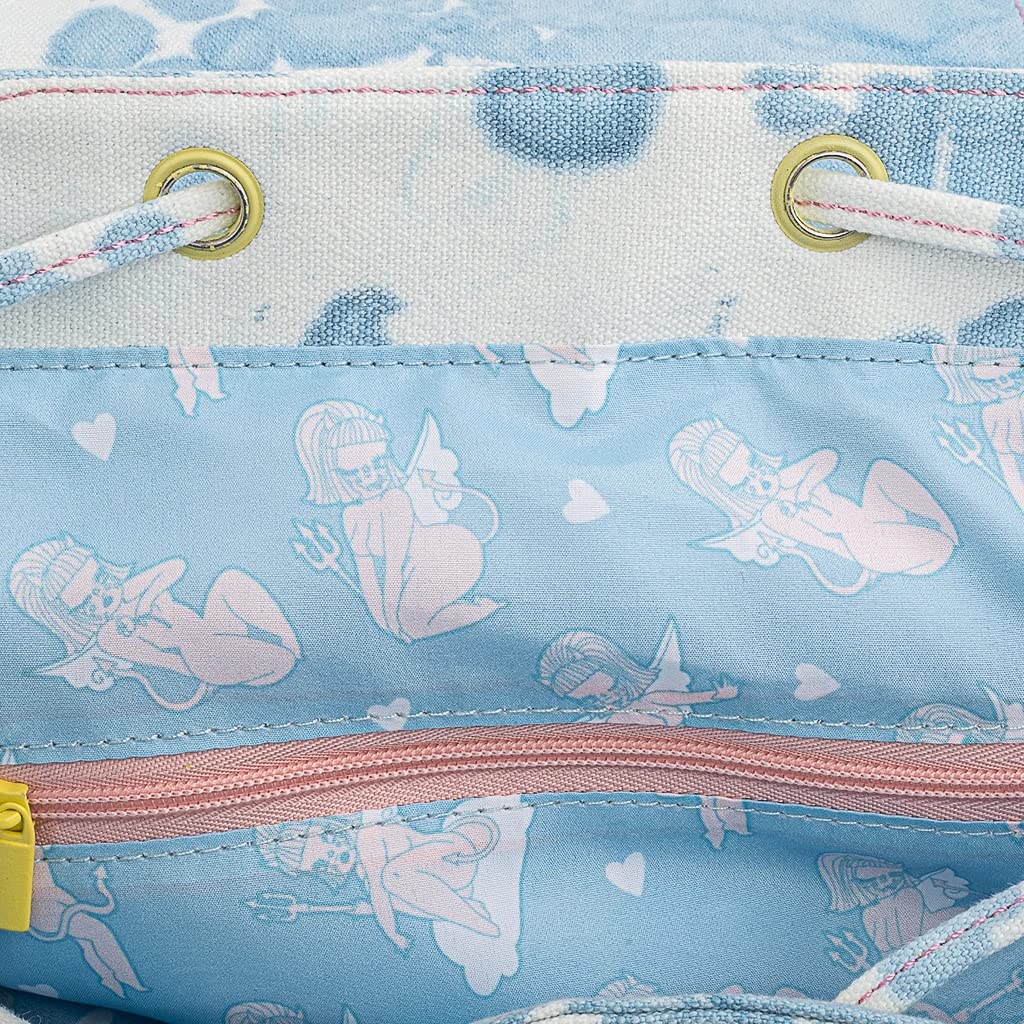 Loungefl Valfre Lucy Blue Acid Wash Denim Backpack