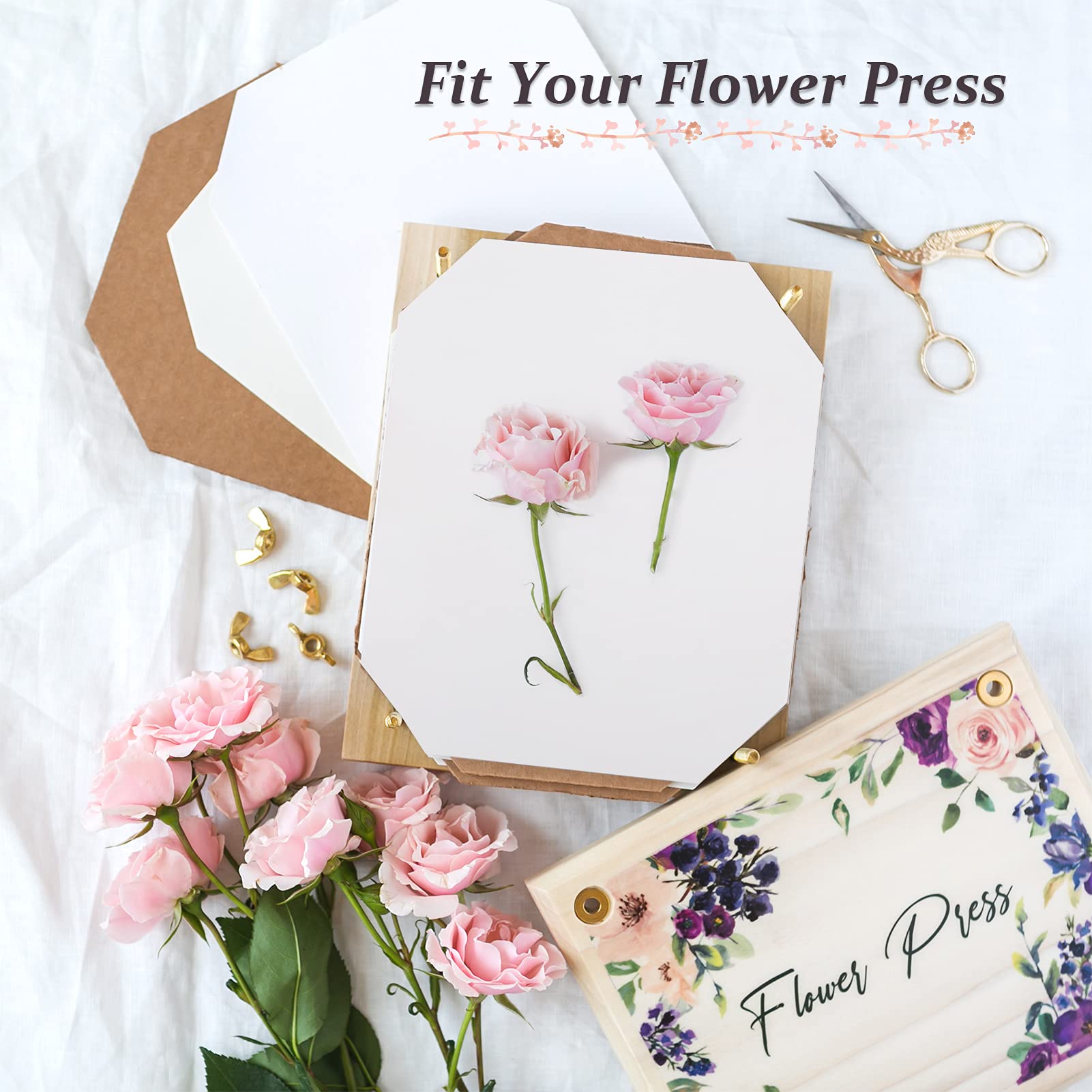 Aboofx 20 Sheets Blotting Paper for Flower Press, Large A4 Highly Absorbent and Reusable Blotter Paper for Flower Press Herbarium Paper Craft 8.26 x 11.8 inch Blotter Paper Sheets
