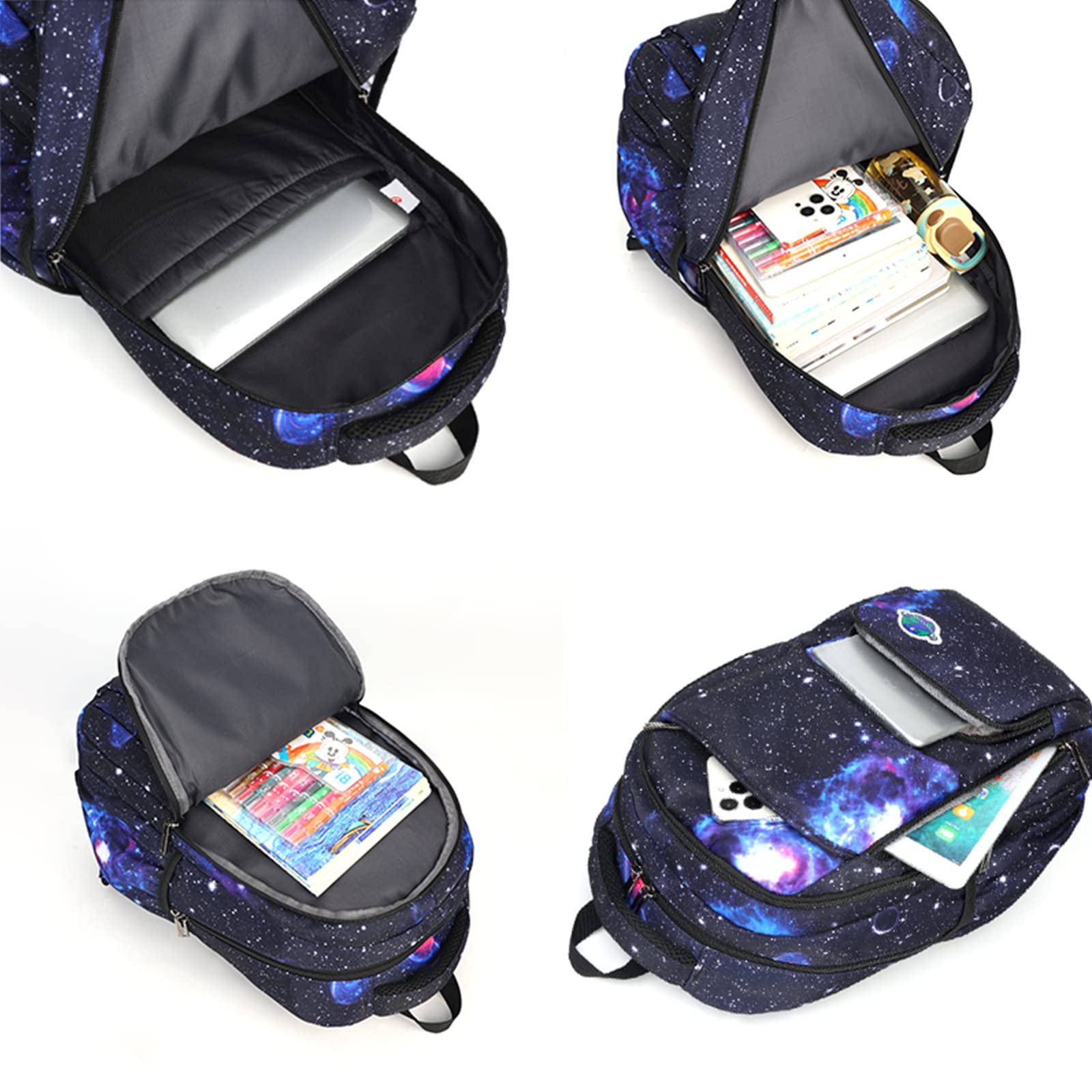 GLOOMALL Starry Sky Kids Trolley Rolling Backpack Primary School Bookbag with Wheels Travel Luggage (Black White Starry Sky)