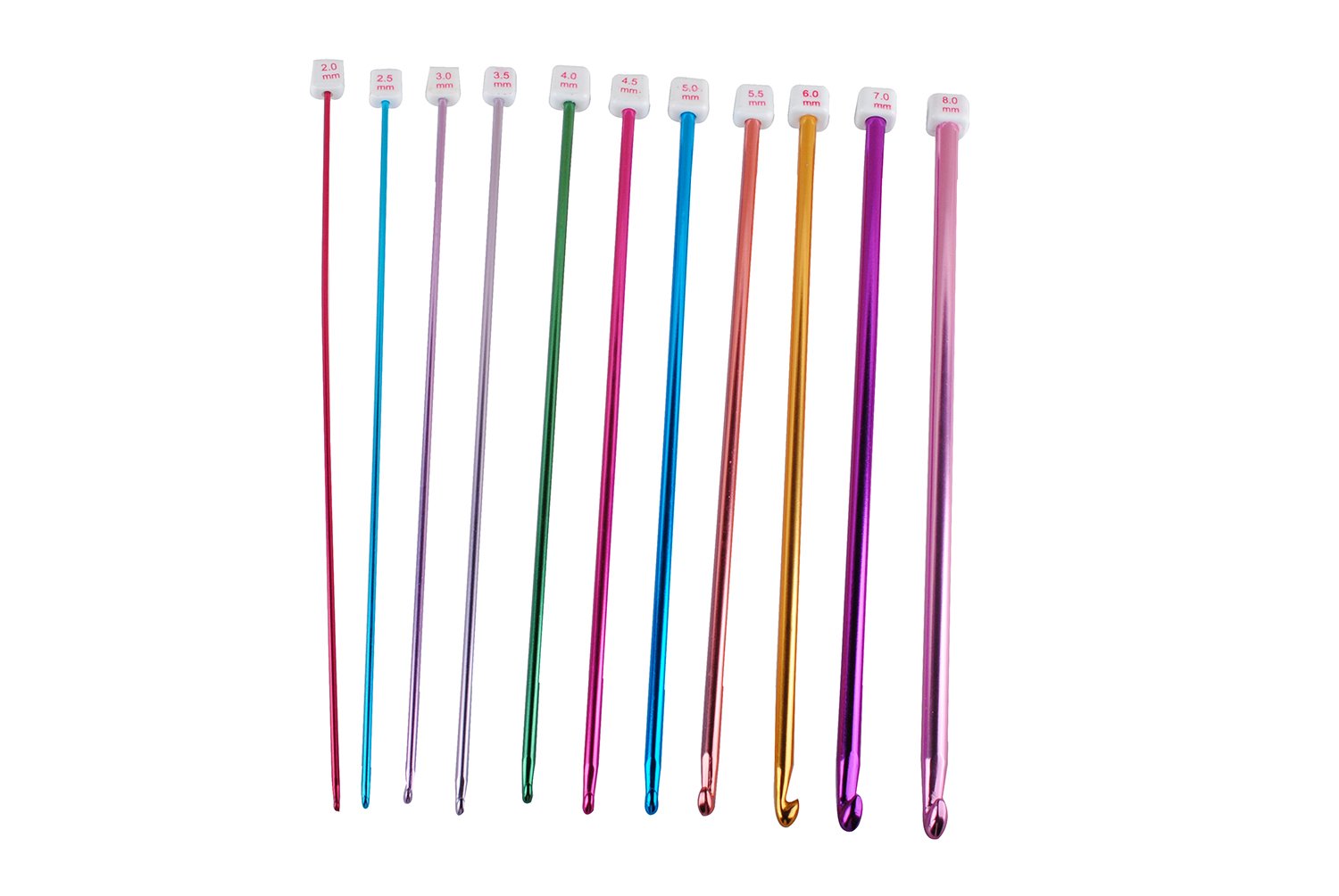 Long Tunisian Afghan Crochet Hooks Set 11 Packs 10.6" Colorful Aluminum Knitting Needles(2mm to 8mm) by Wadoy