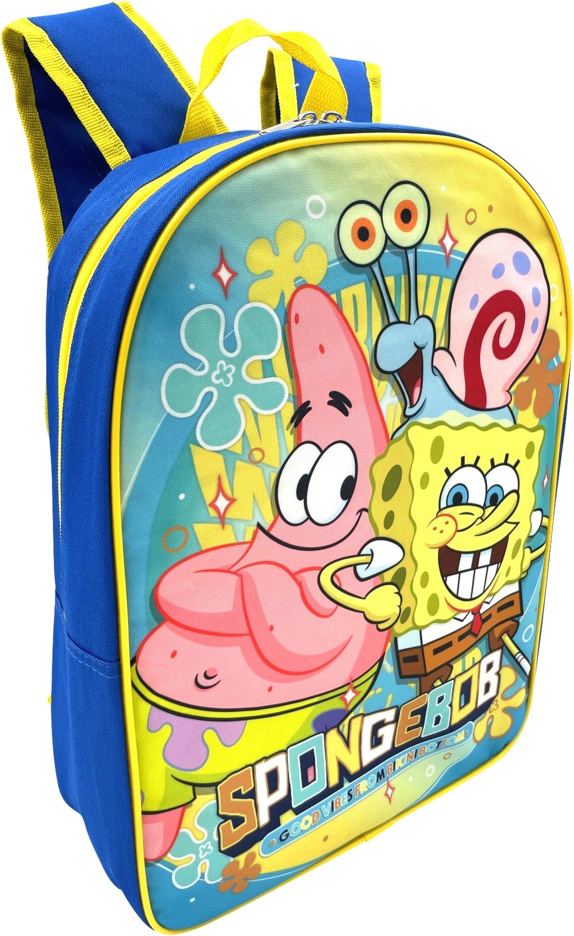 Ruz Sponge Bob 15" School Backpack (Blue-Yellow)