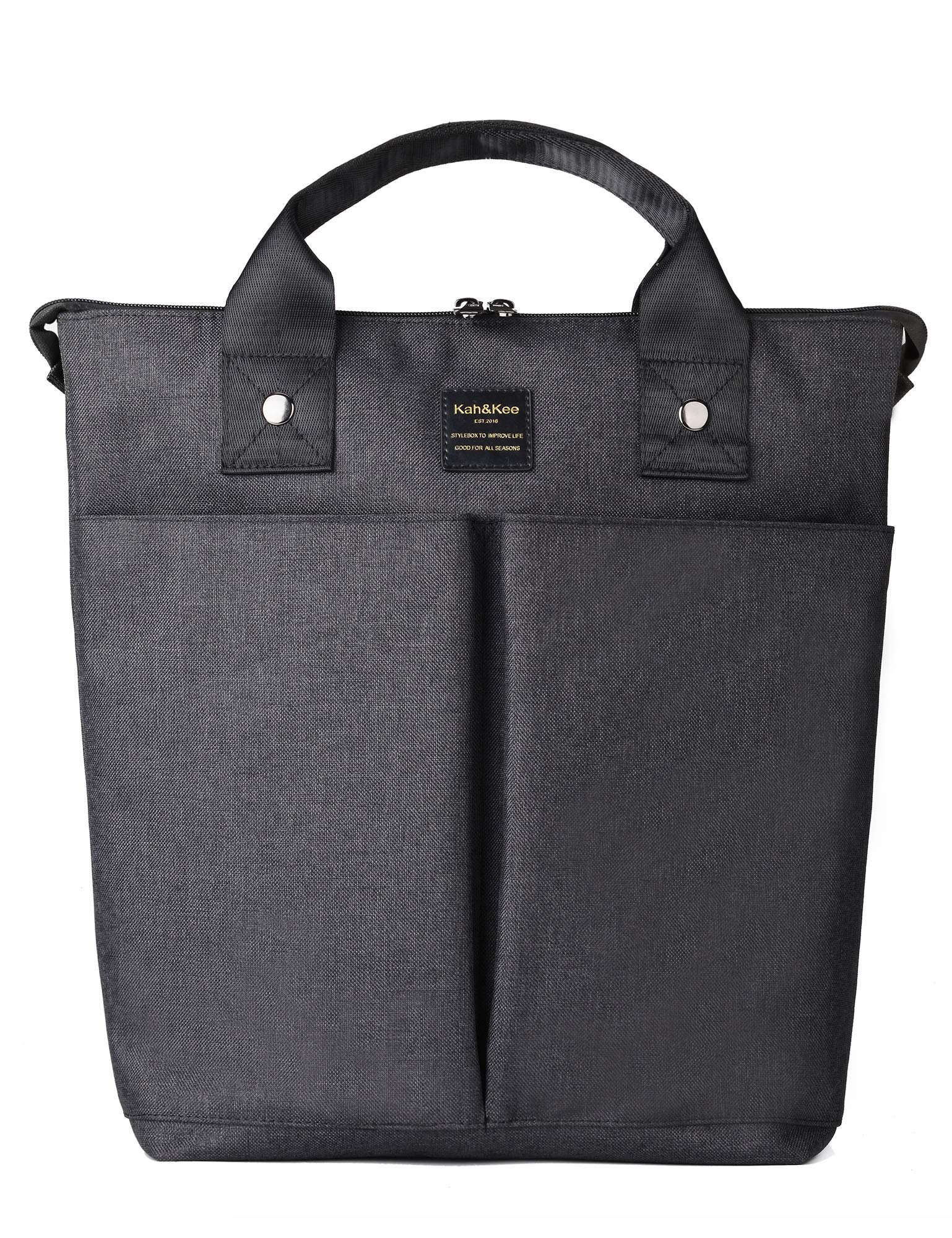 Kah&Kee Convertible Laptop Backpack and Tote Bag Handbag Concealed Strap Computer Compartment Travel School for Women Man (Black)