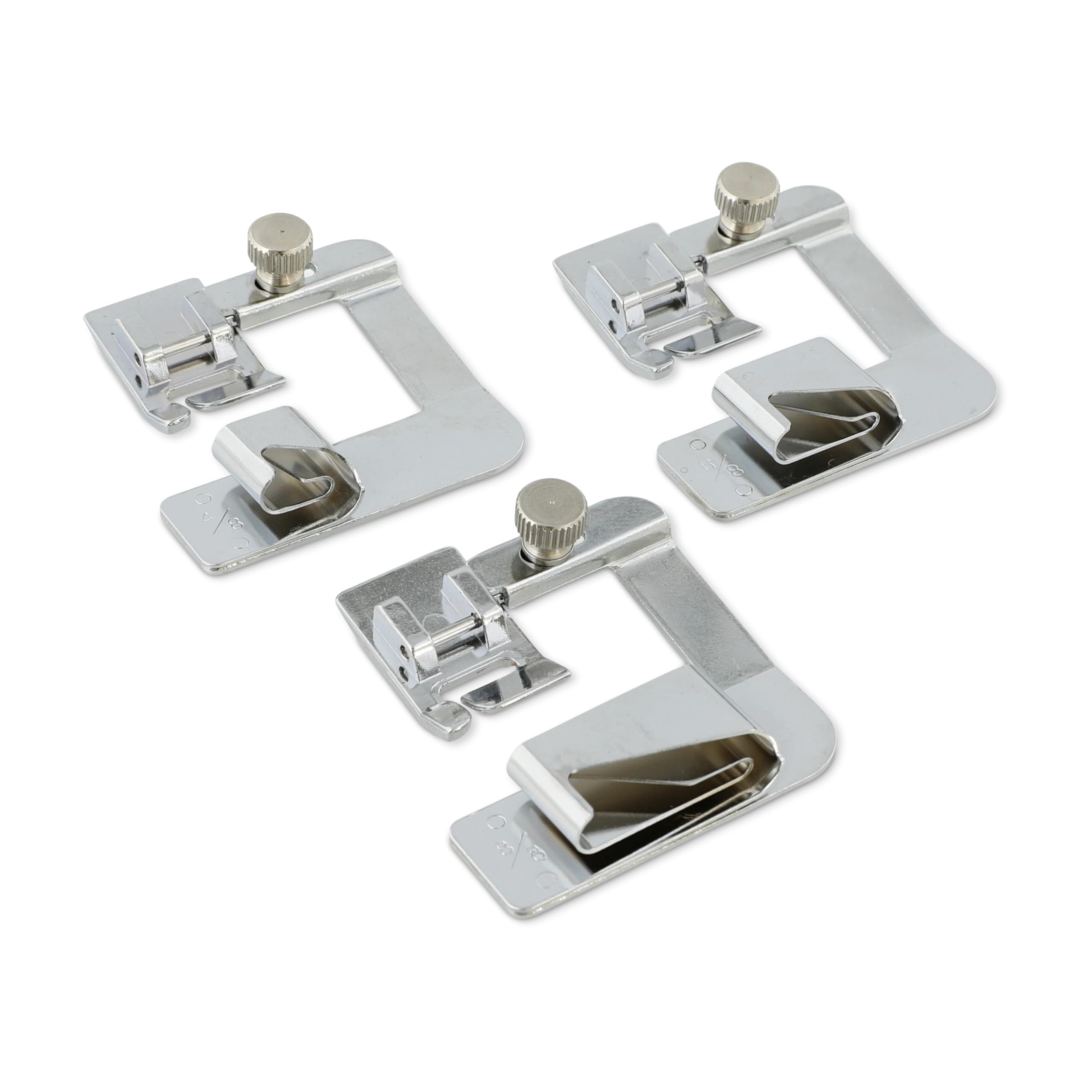 Madam Sew Rolled Hem Presser Foot Set – 3 Piece Wide Hemmer Foot Kit Includes 1/2”, 3/4" and 1” Presser Feet – Compatible with Singer, Brother, Babylock, Euro-Pro, Janome and More