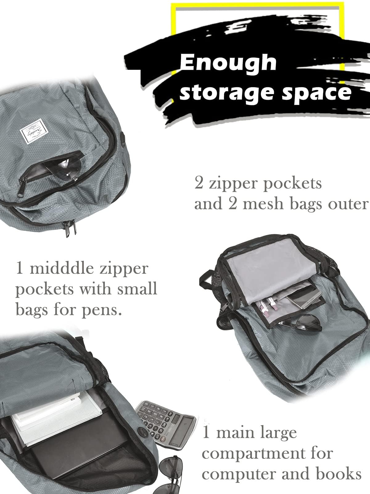 25L Lightweight Packable Backpack Handy Water Resistant Foldable Daypack Bag for Travel Camping Outdoor (Black)