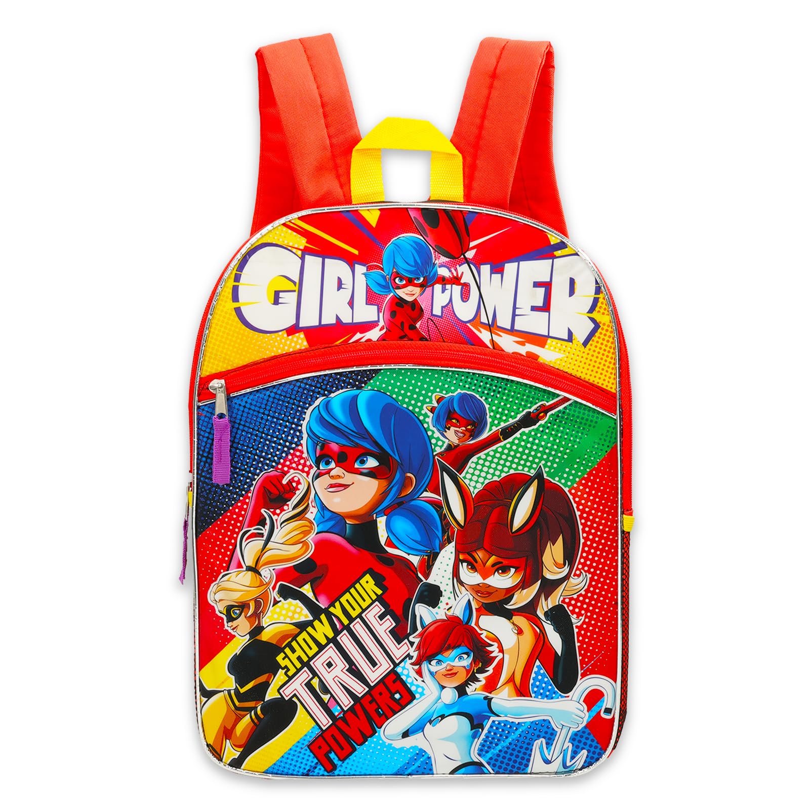 Miraculous Ladybug Backpack Set - Bundle with 16" Miraculous Ladybug Backpack with Superhero Stickers and More (Miraculous Ladybug School Supplies)