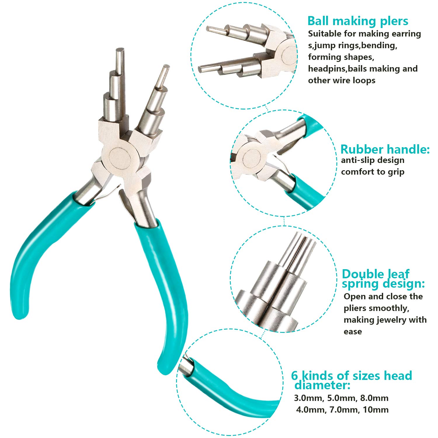 2 Pieces Jewelry Pliers Including 6 in 1 Bail Making Pliers Jewelry Bail Pliers, Nylon Nose Pliers for Jewelry Making Beading Looping Shaping Wire DIY Crafts