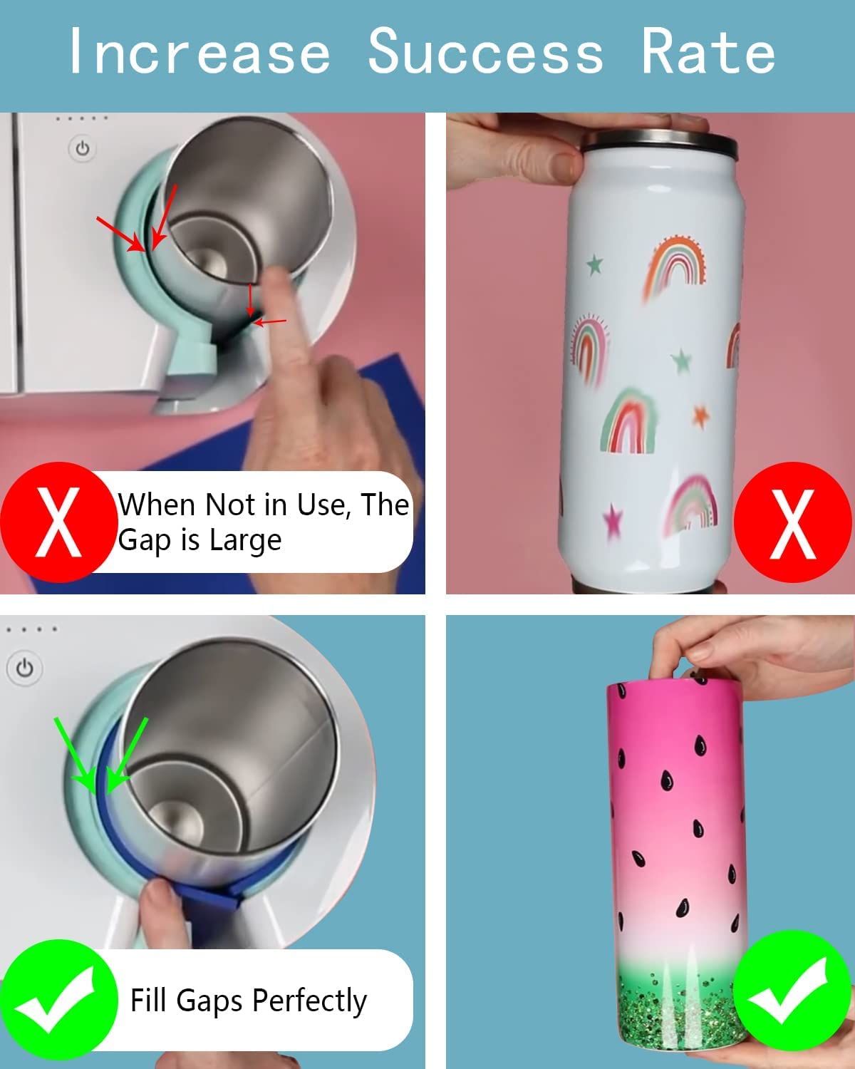 Sublimation Tumblers Wrap for Cricut Mug Press, 3 Thicknesses Silicone Wraps Suitable for Skinny Tumblers Sublimation 9.8 x 4.7 Inch