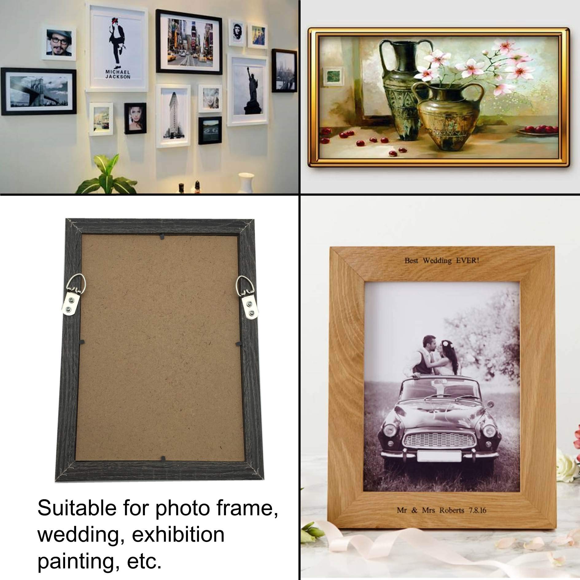 EesTeck 20 Pack D-Ring Steel Picture Hangers Heavy Duty with Screws Picture Frames Double Holes Clasp Picture Hang Solutions, for Hanging Clock Paintings Artwork Picture Frame Hook Photos Mirrors