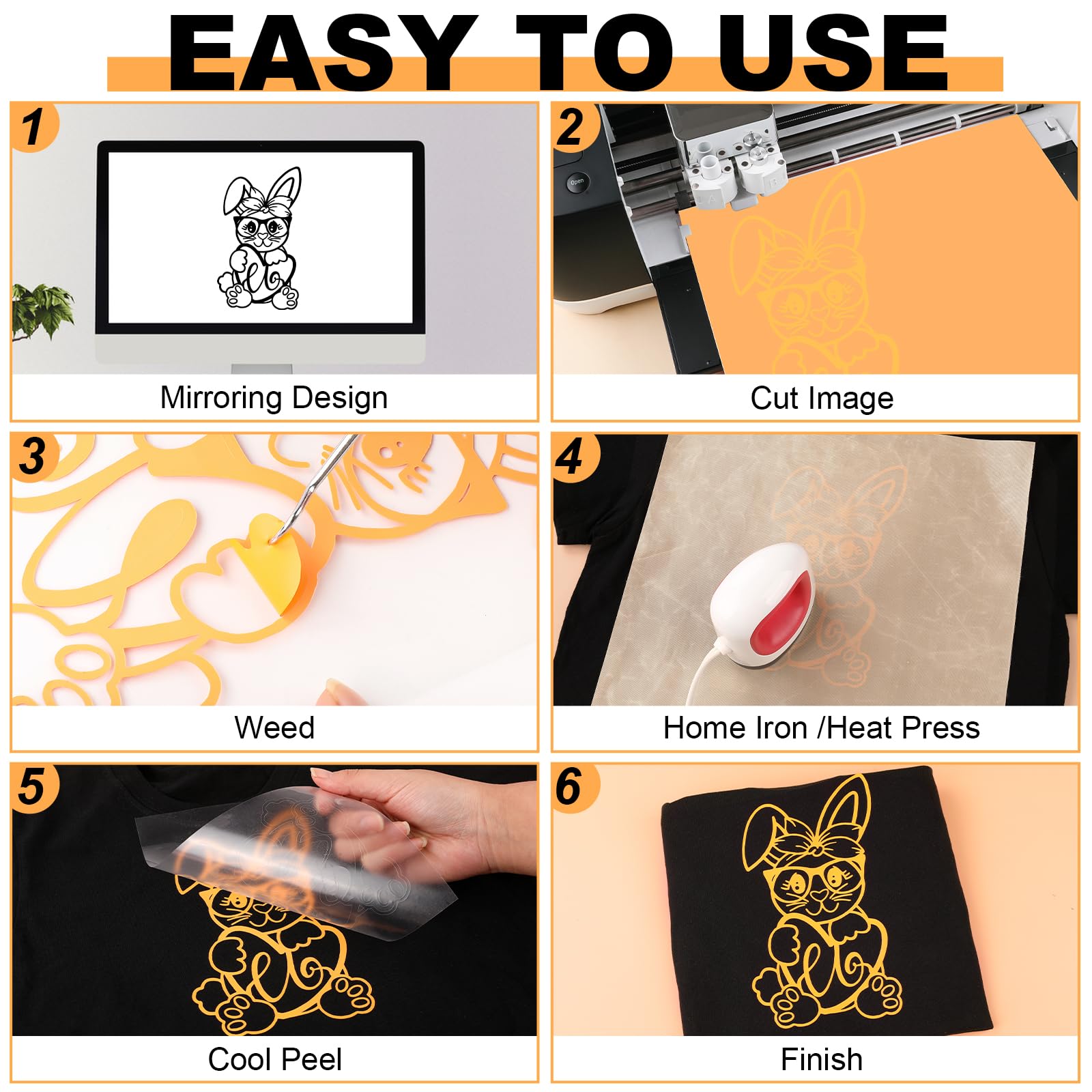 CAREGY Heat Transfer Vinyl White Iron on Vinyl-12"x 45Ft HTV Vinyl Roll Easy to Cut & Weed for Heat Vinyl Design
