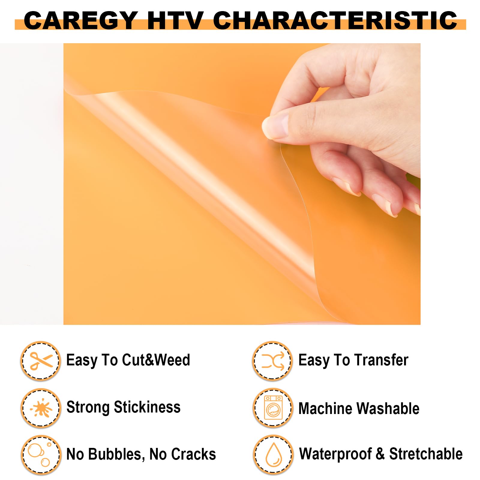 CAREGY Heat Transfer Vinyl White Iron on Vinyl-12"x 45Ft HTV Vinyl Roll Easy to Cut & Weed for Heat Vinyl Design