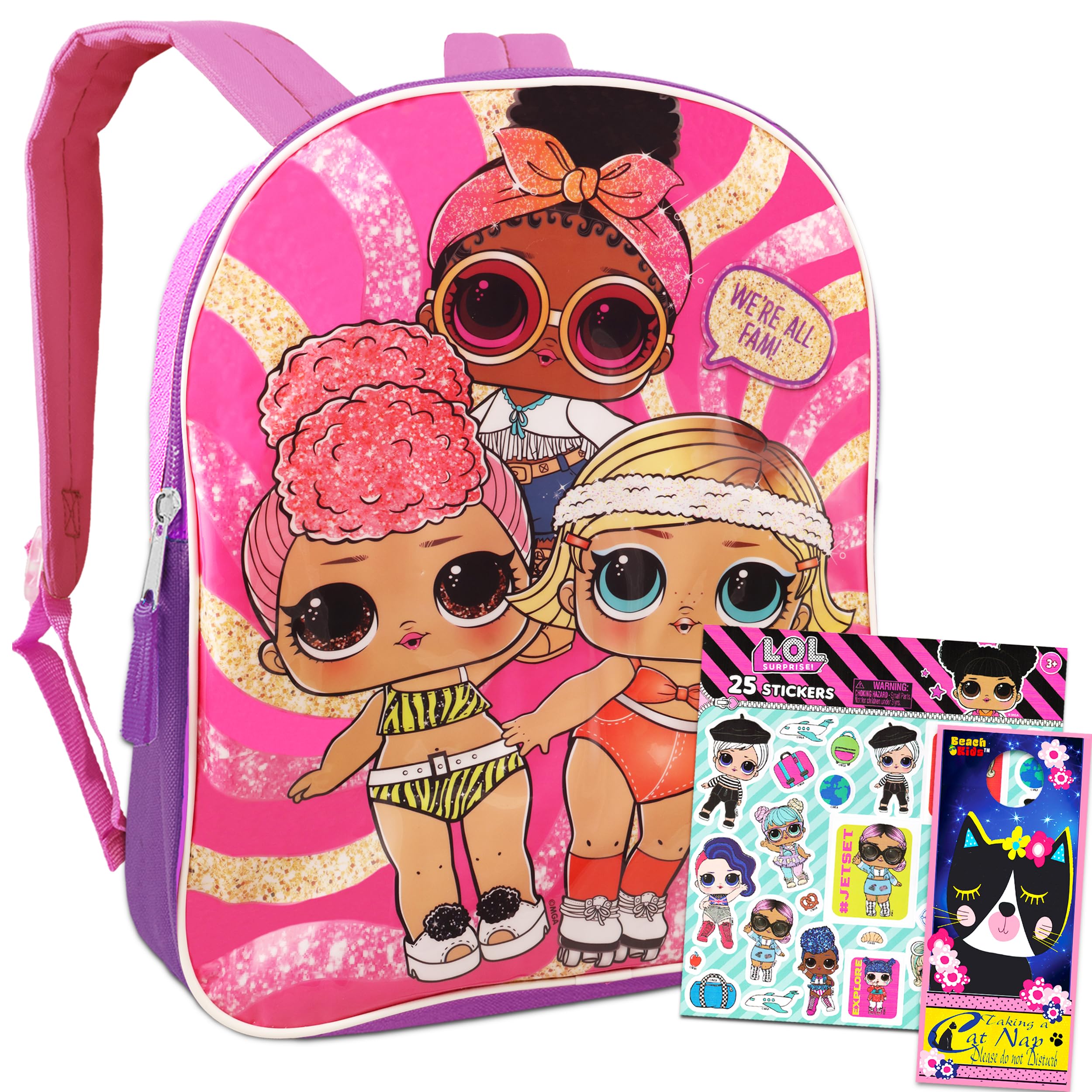 LOL Surprise Backpack for Girls Set - 16" LOL Surprise Backpack, Stickers, More | LOL Surprise Backpack for Girls 4-6