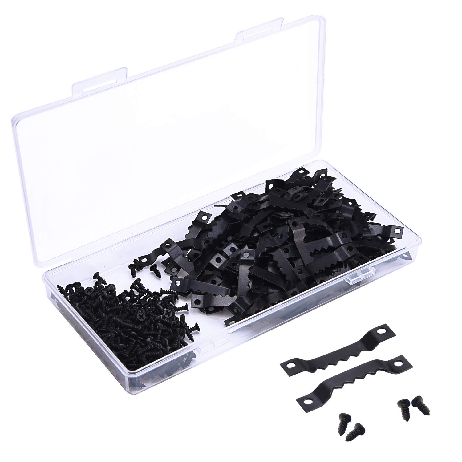 Sunmns 150 Pack Sawtooth Picture Photo Frame Hangers with Screws, Black