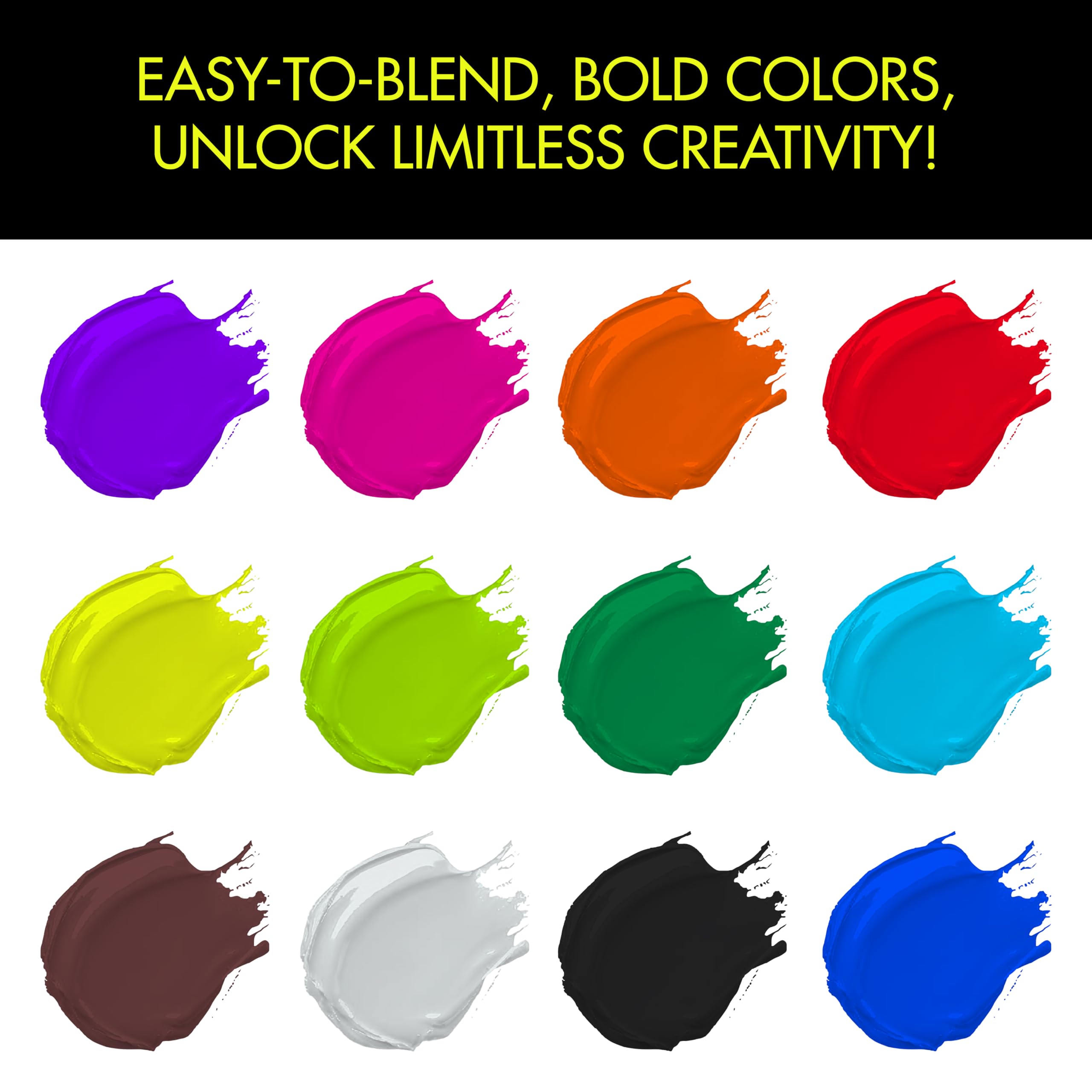 Creative Nation 12-Pack Leather Paint for Sneakers & Leather Accessories - Premium Acrylic Shoe Paint Kit for Bags, Purses & More - Waterproof, Flexible, Long-Lasting Paints, 0.95 Oz.