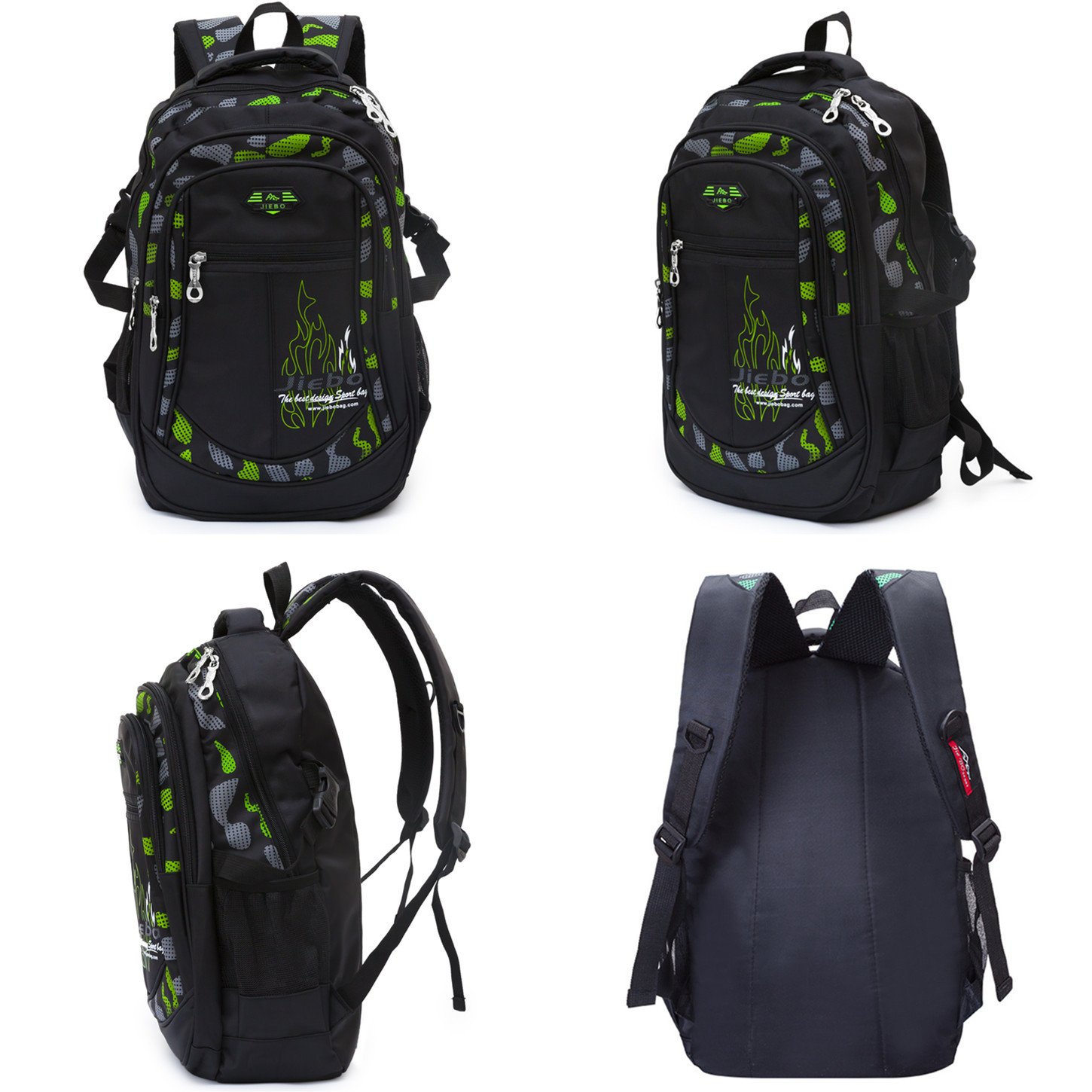 Backpack Boys Elementary School Bookbag Durable Heavy Duty Student Teenage Sturdy Kids Travel Waterproof Big (Green)
