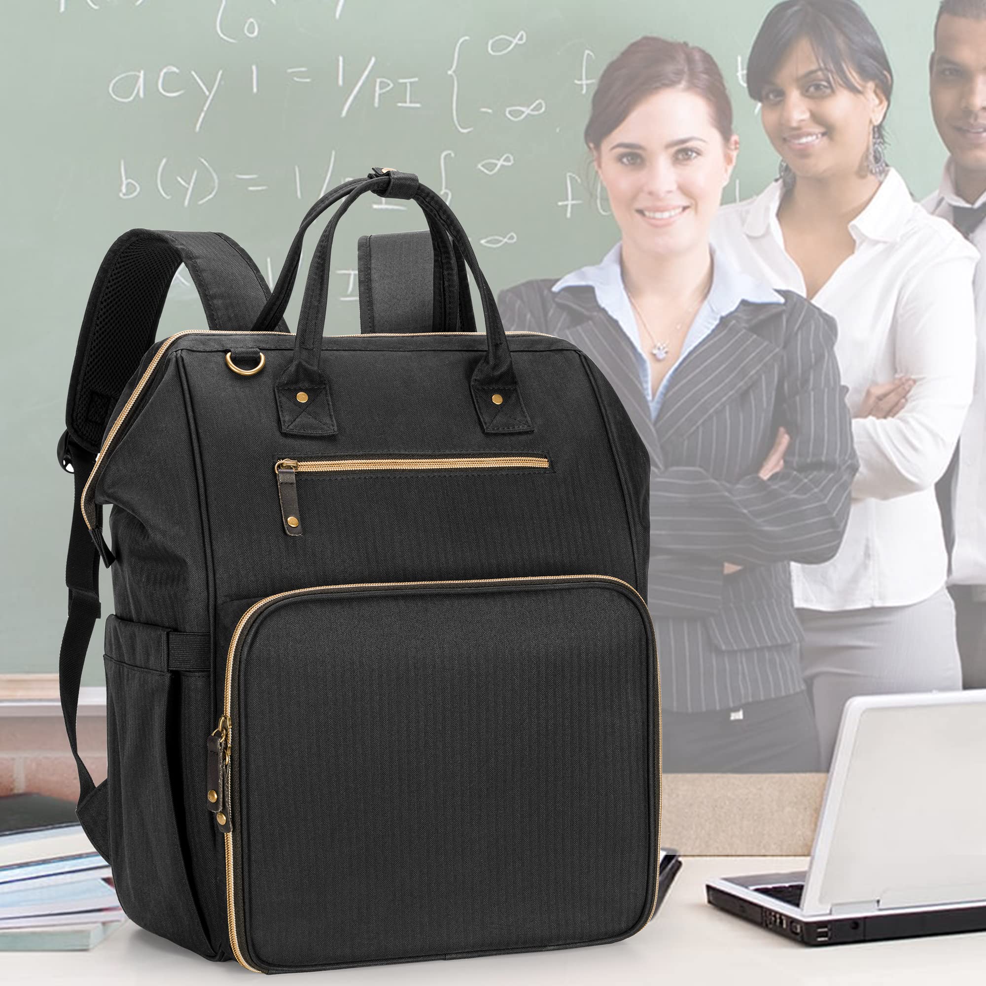 Trunab Teacher Laptop Backpack for Women, Teacher Travel Backpack with Multiple Pockets and Padded Laptop Compartment, Perfect for Work, Travel, School, Office, Business