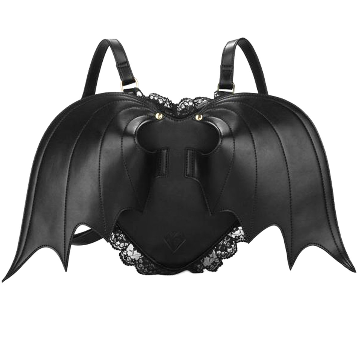 Makerfire Novelty Black Bat Wings Backpack Wing Gothic Goth Punk Lace Lolita Bag