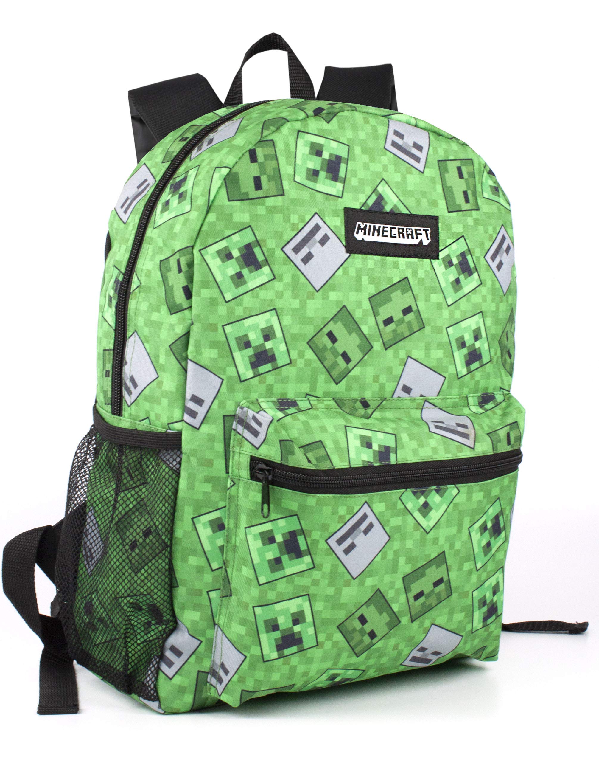Minecraft Backpack Creeper 4 Piece Kids Green School Rucksack Set