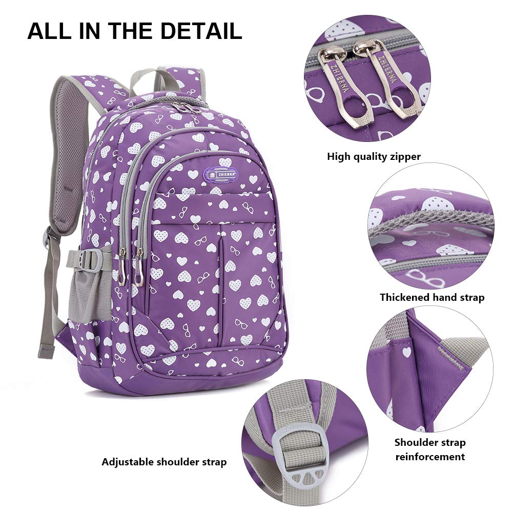 goldwheat Girls School Backpack Cute Lightweight Bookbag Outdoor Travel Bag for Elementary Middle Daypack