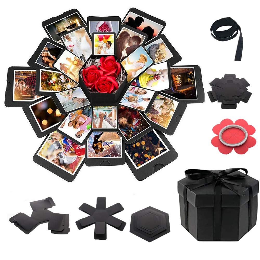 Explosion Gift Box Set,DIY Photo Album Box,Surprise Exploding Love Box for Couples,Sentimental Gift for Wedding Box,Birthday Party,Boyfriend,Girlfriend,Scrapbook Style DIY Photo Album,Memory Box